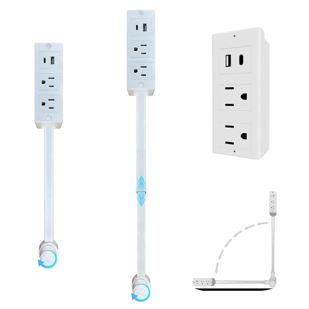 Swivel Outlet Extender Stick with USB-A/C and 2 AC , Space-Saving Power ...