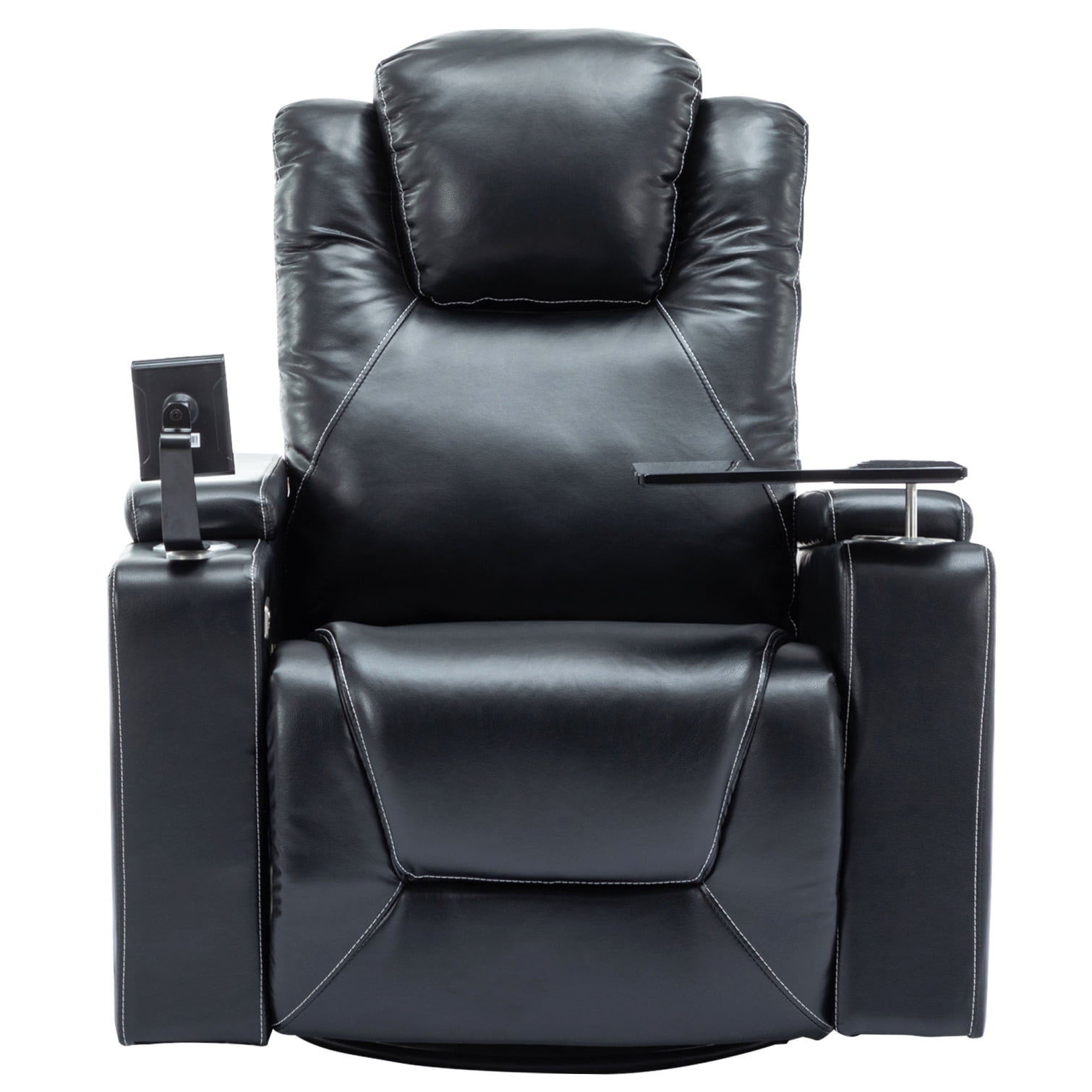 Swivel PU Leather Power Recliner Chair with Surround Sound, Luxury ...