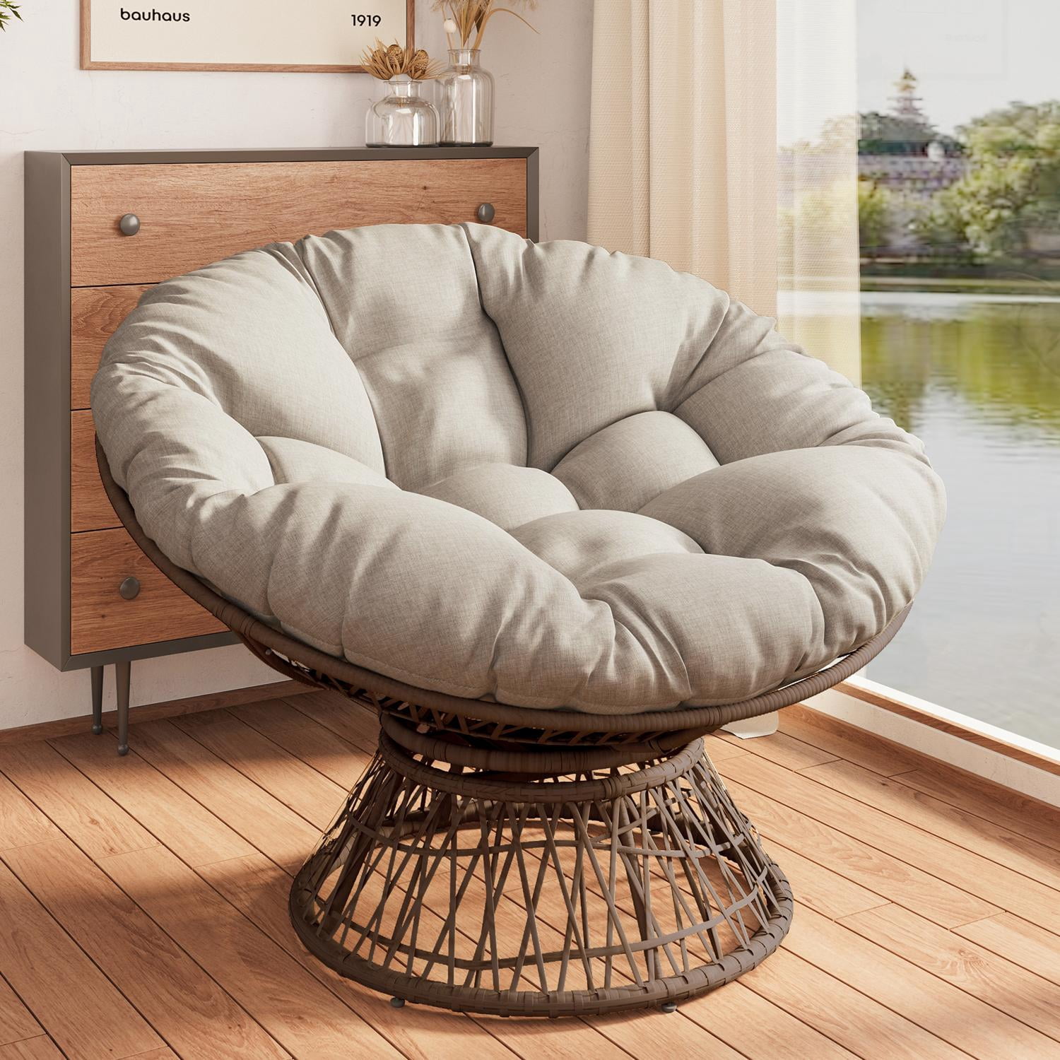 Swivel Papasan Chair, Wicker Chair, Ergonomic Chair with 360 Degree ...
