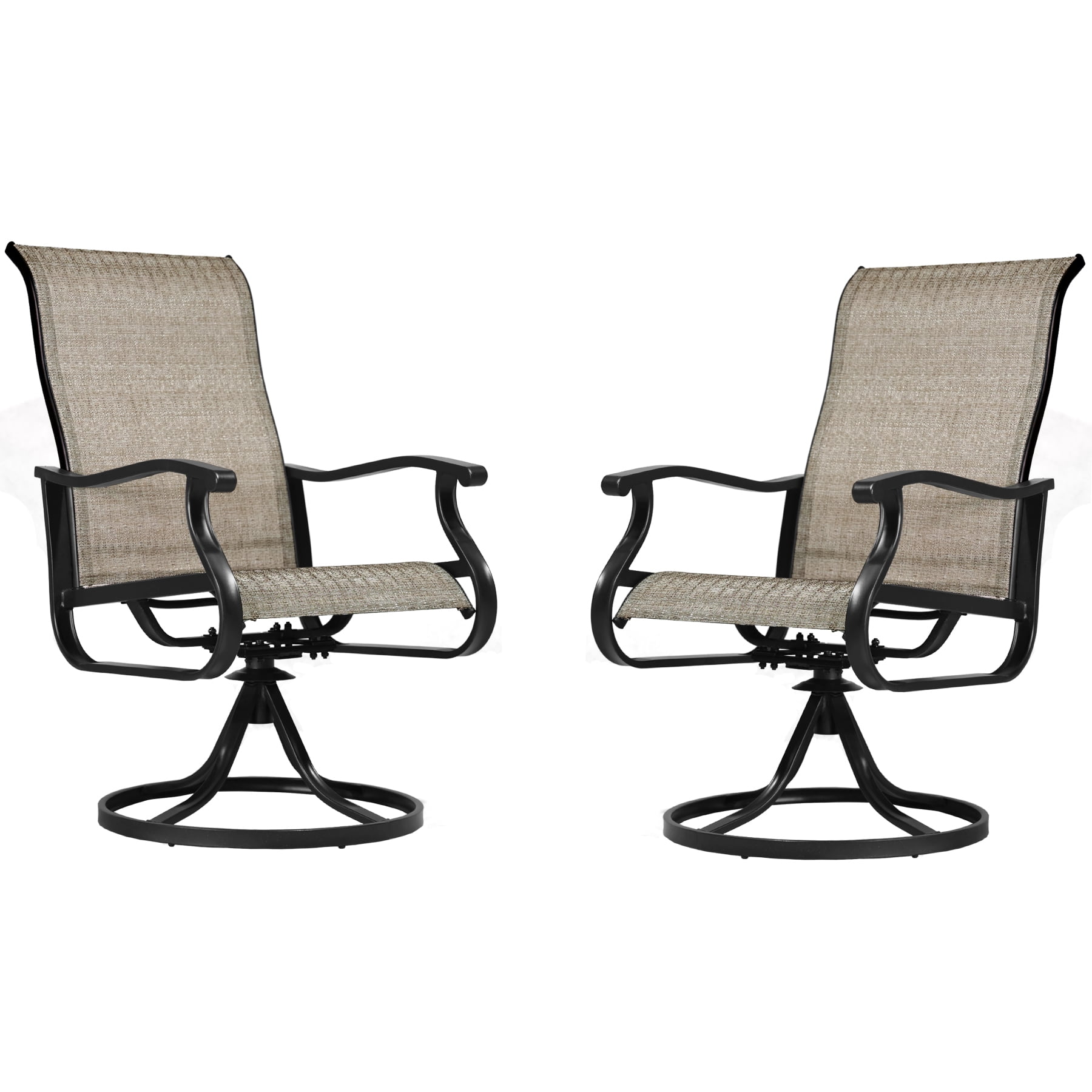 Swivel Patio Chairs Set of 2, Outdoor Dining Chairs with High Back ...