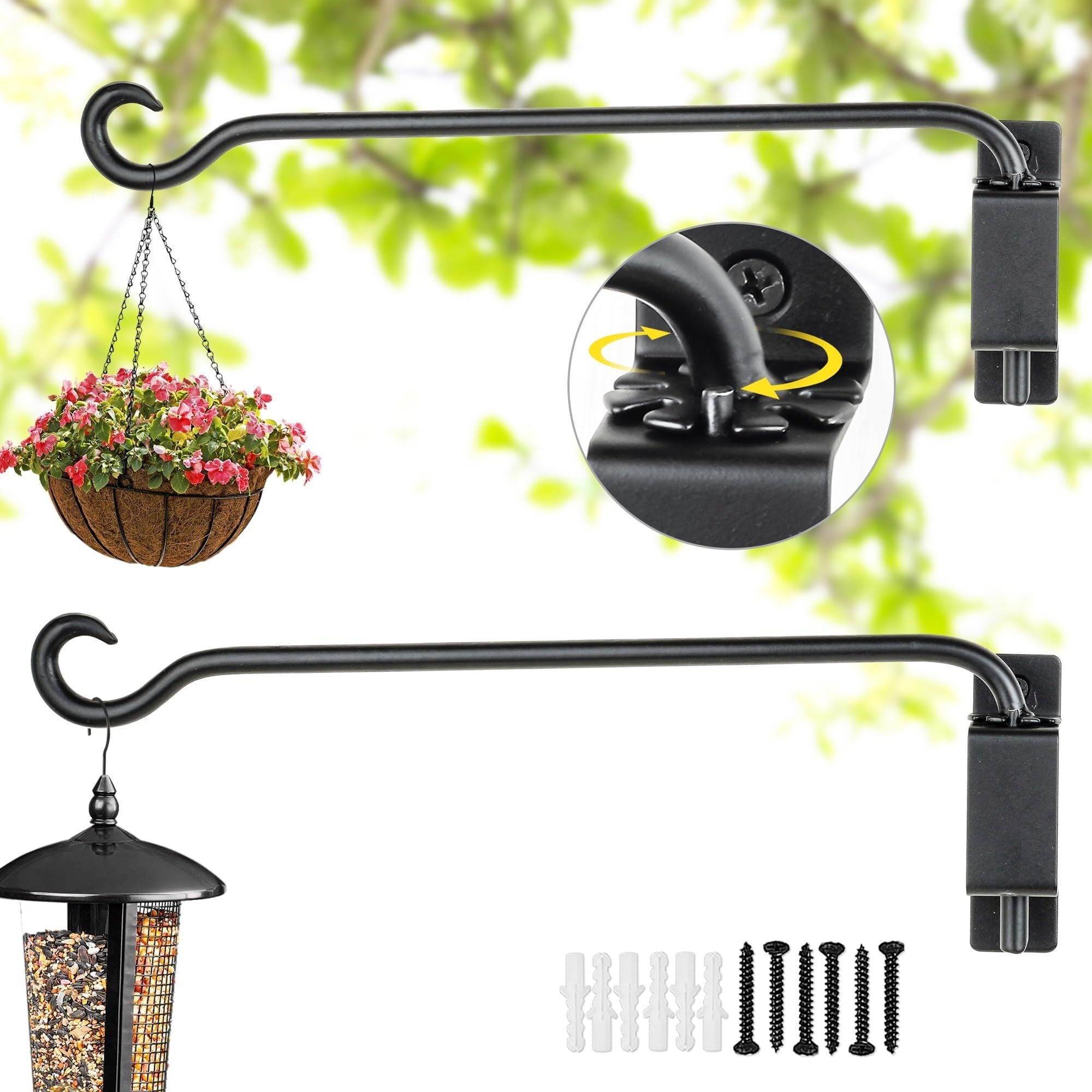 Swivel Plant Hanger Bracket: 12-Inch Bird Feeder Hanger for Outdoor ...