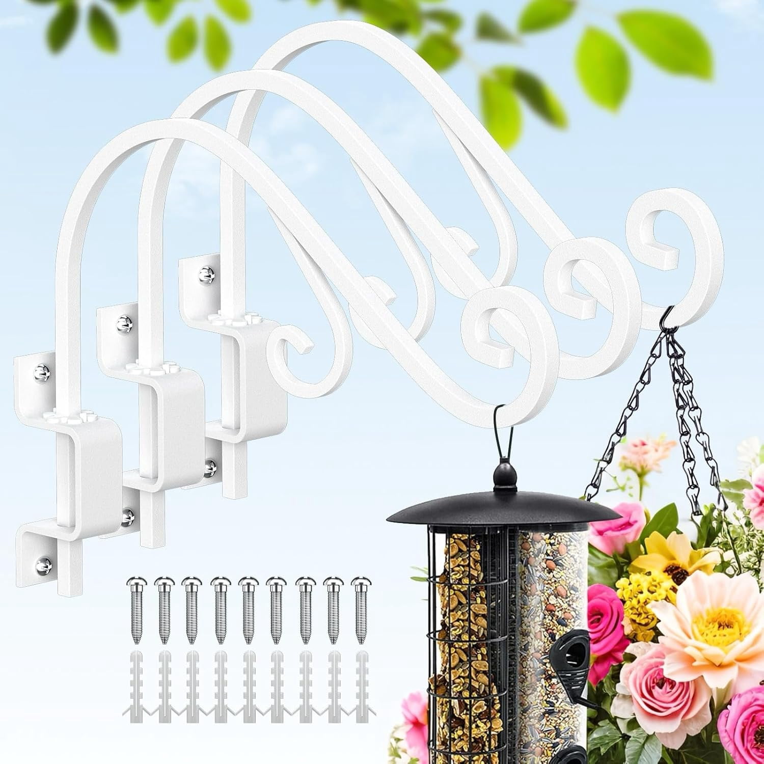 Swivel Plant Hangers Outdoor: 3 Pack 16 Inch Metal Hanging Plant ...