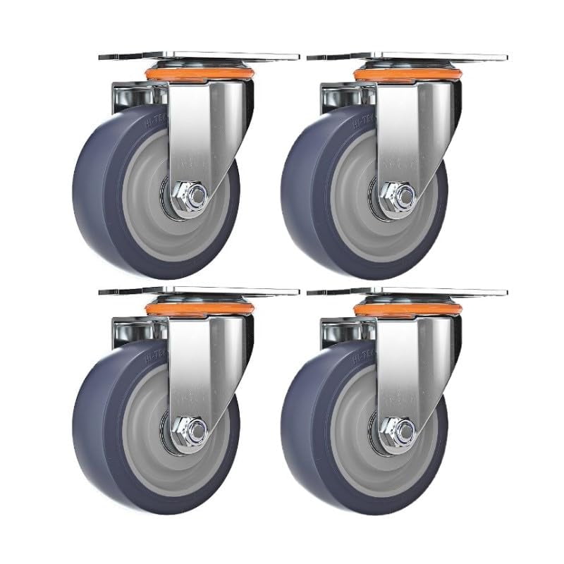 Swivel Pneumatic Casters Set of 4 Heavy Duty No Noise Industrial Plate ...