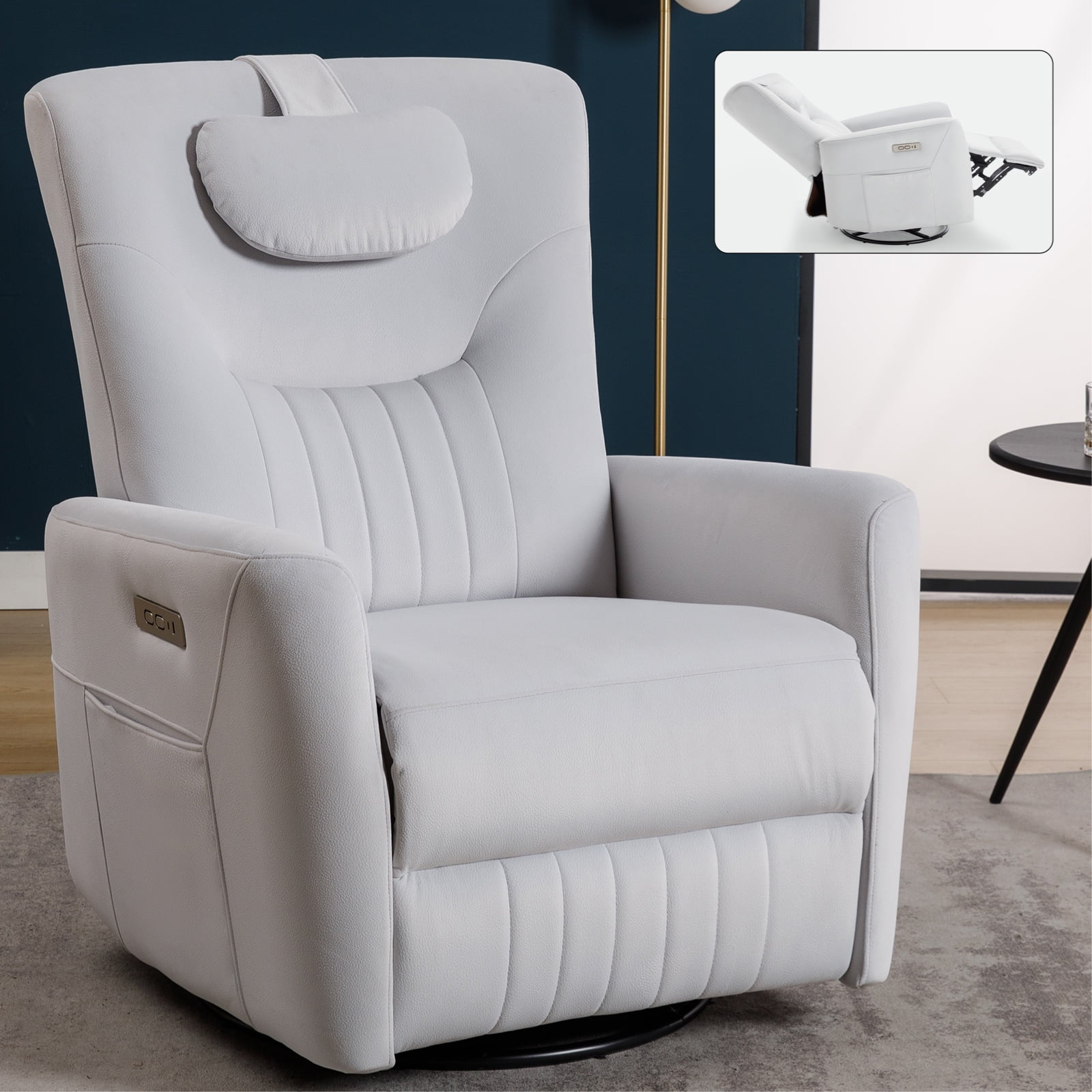 Swivel Power Recliner Chair, CYBORIS Rocker Living Room Chair with ...