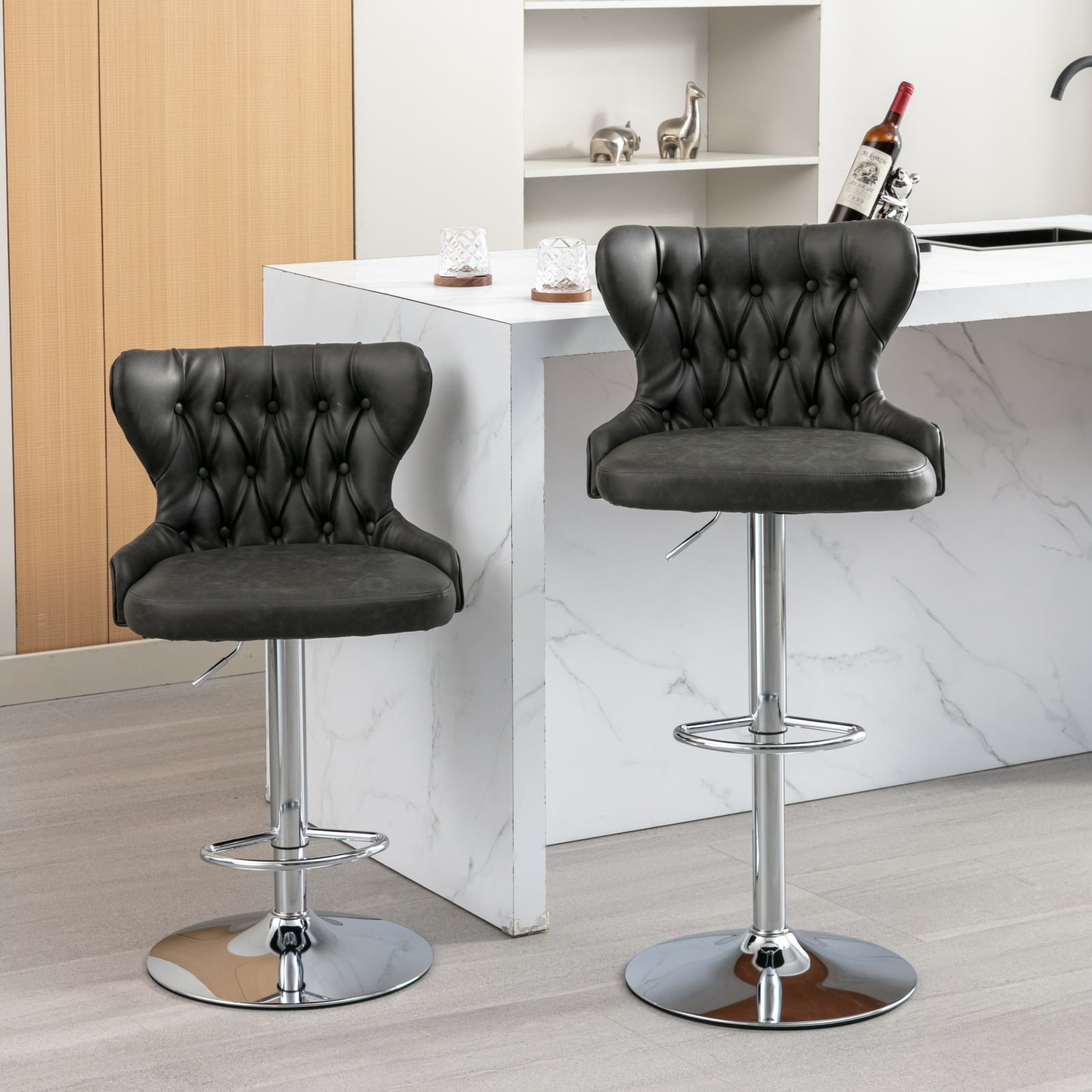 Swivel Pu Barstools Adjusatble Seat Height From 25-33 Inch, Modern ...