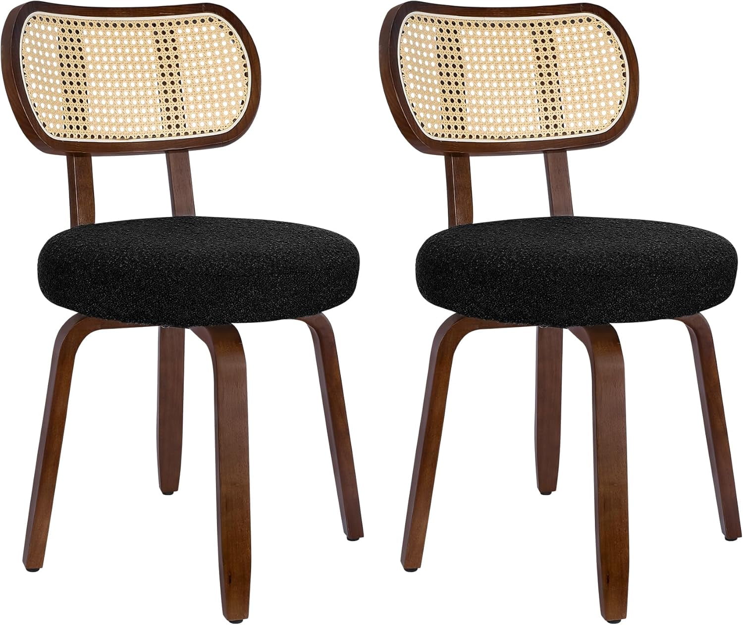 Swivel Rattan Dining Chairs Set of 2, Mid Century Modern Chairs for ...
