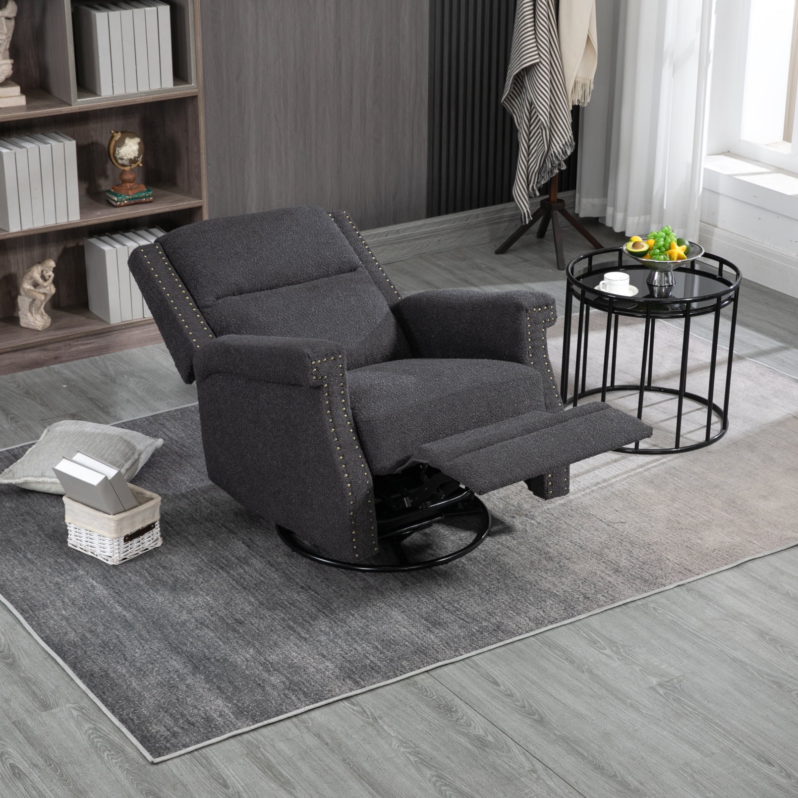 Fabric Swivel Recliner Chair, 360 Degree Glider Rocker for Living Room ...