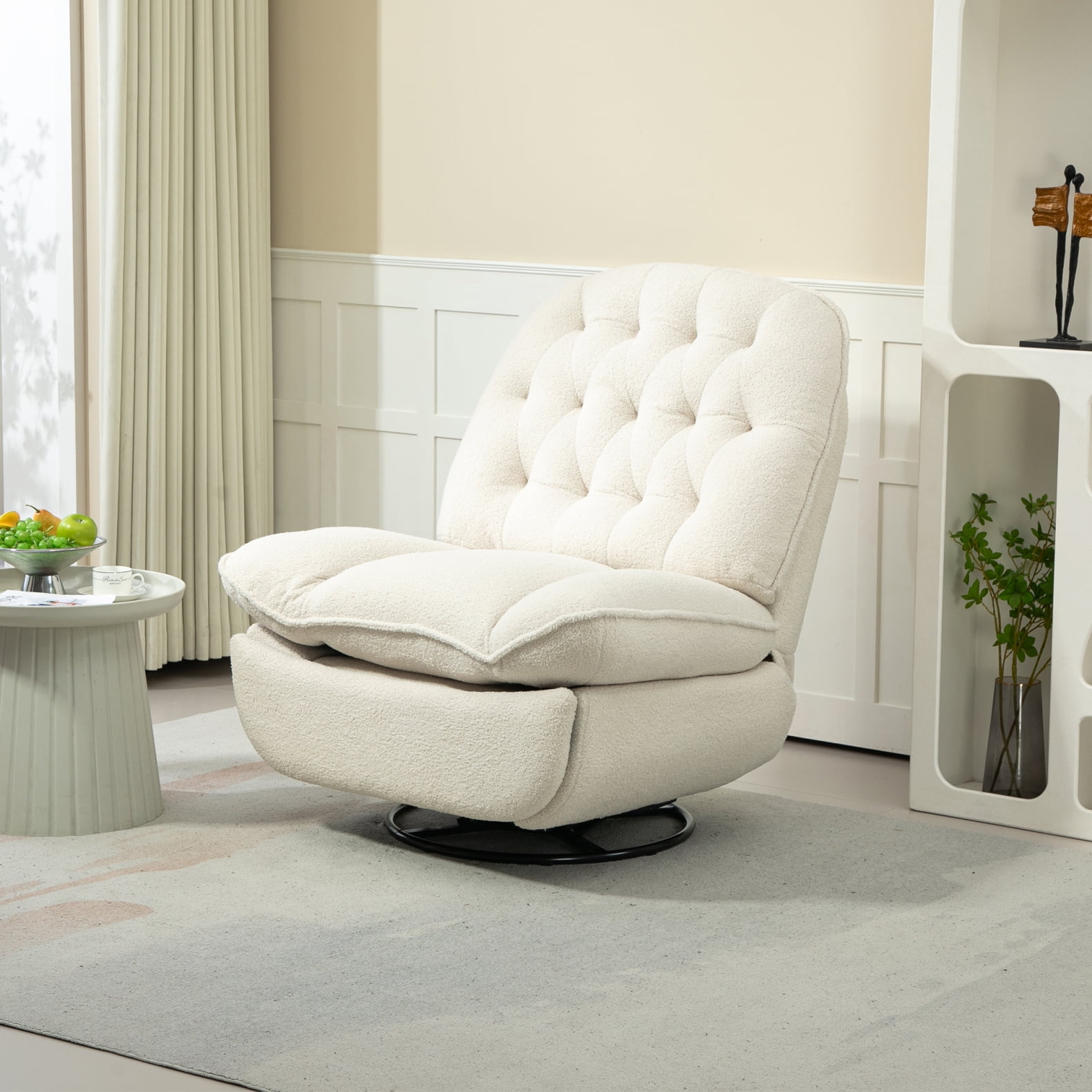 Swivel Recliner Rocker Chair, Chenille Upholstered Nursery Glider ...