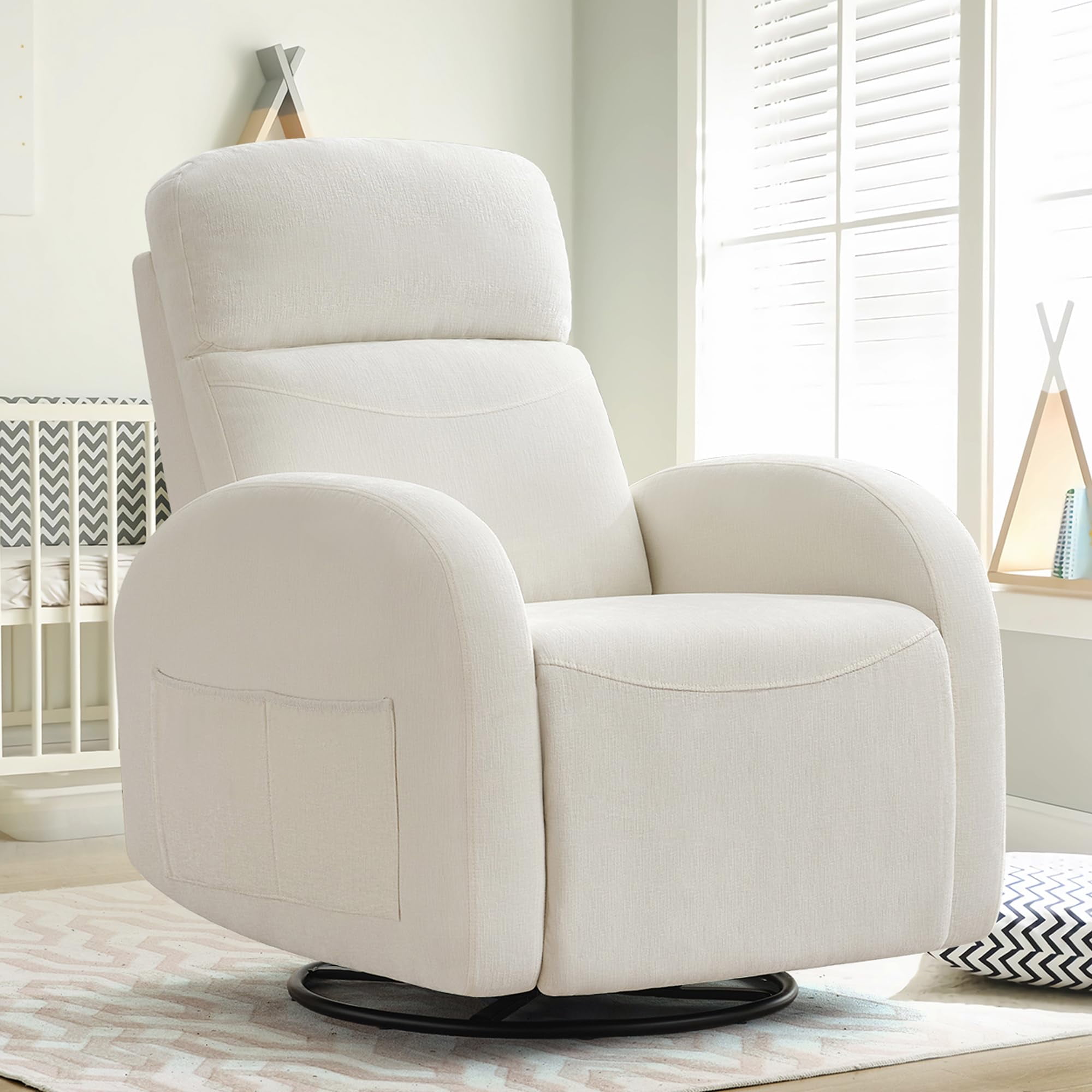 Swivel Recliner Rocker Nursery, Chenille Nursering Glider Recliner ...