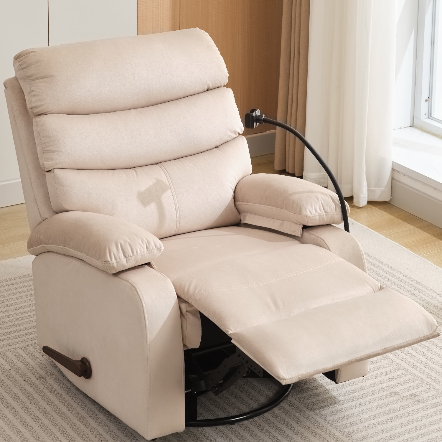 Swivel Rocker "Adults" Microfiber Leather for Living Room Recliner with ...