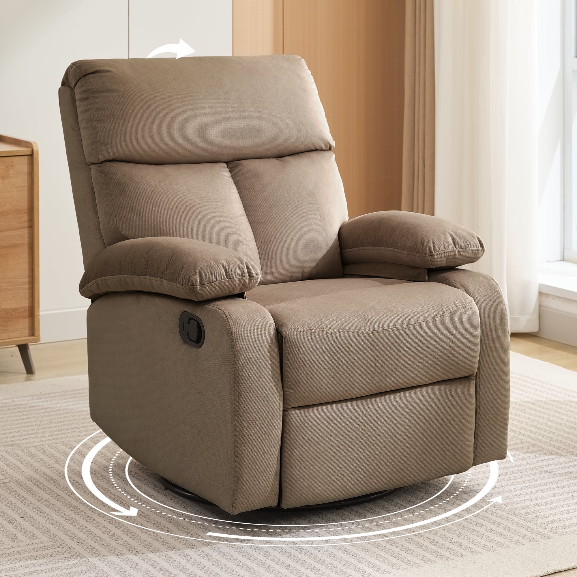 Swivel Rocker Recliner Chair, 360° Micro Velboa Rocker Chair for ...