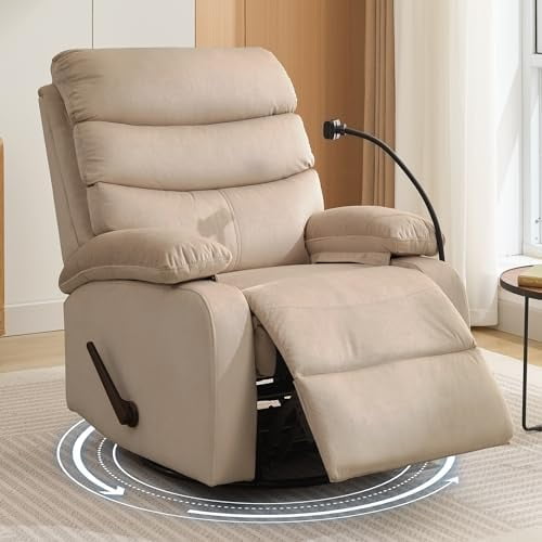 Swivel Rocker Recliner Chair for Adults, Rocking Recliner Chair, Manual ...