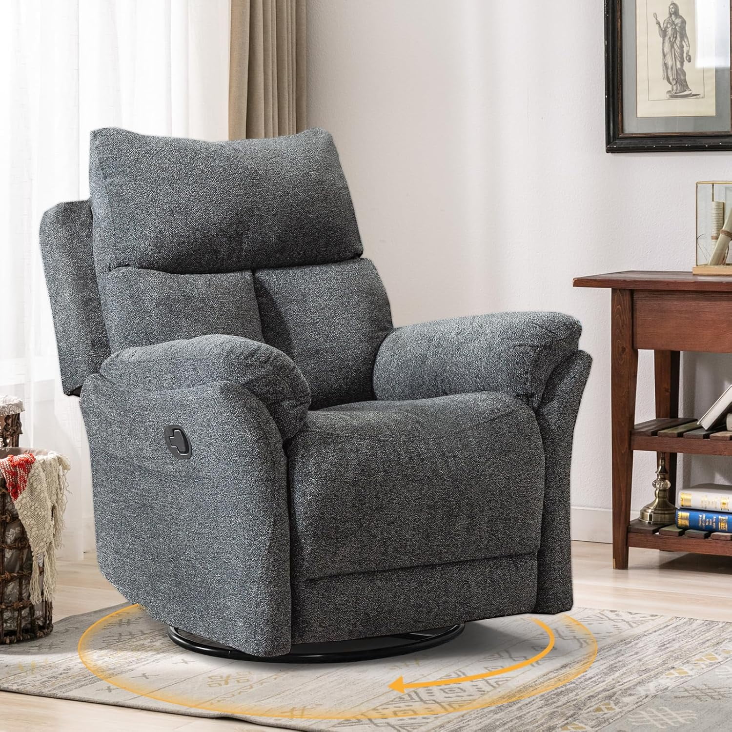 Swivel Rocker Recliner Chair for Nursery, Small Space, 360° Swivel Lazy ...