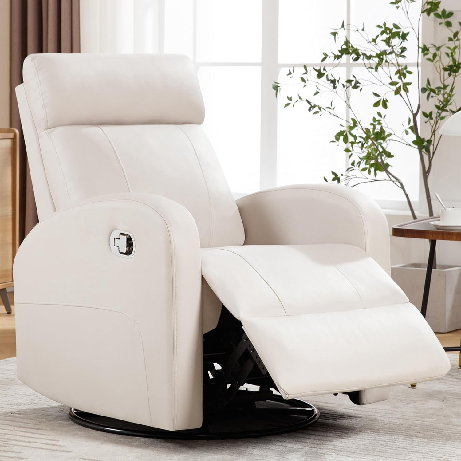 Swivel Rocker Recliner, Manual Glider Rocking Recliner Chair, Leather ...