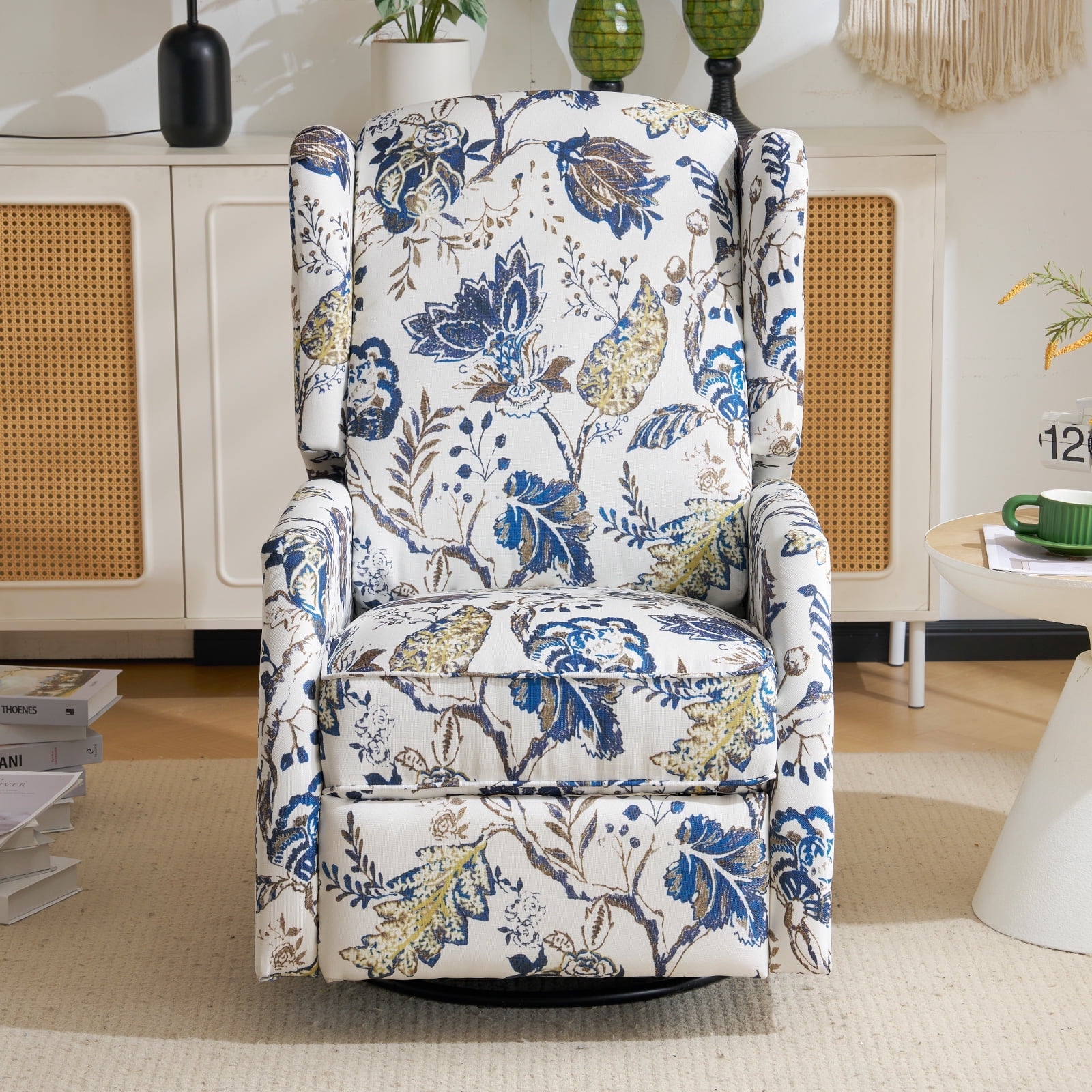 Swivel Rocker Recliner,Wingback Recliner Chair,Floral Accent Chair ...