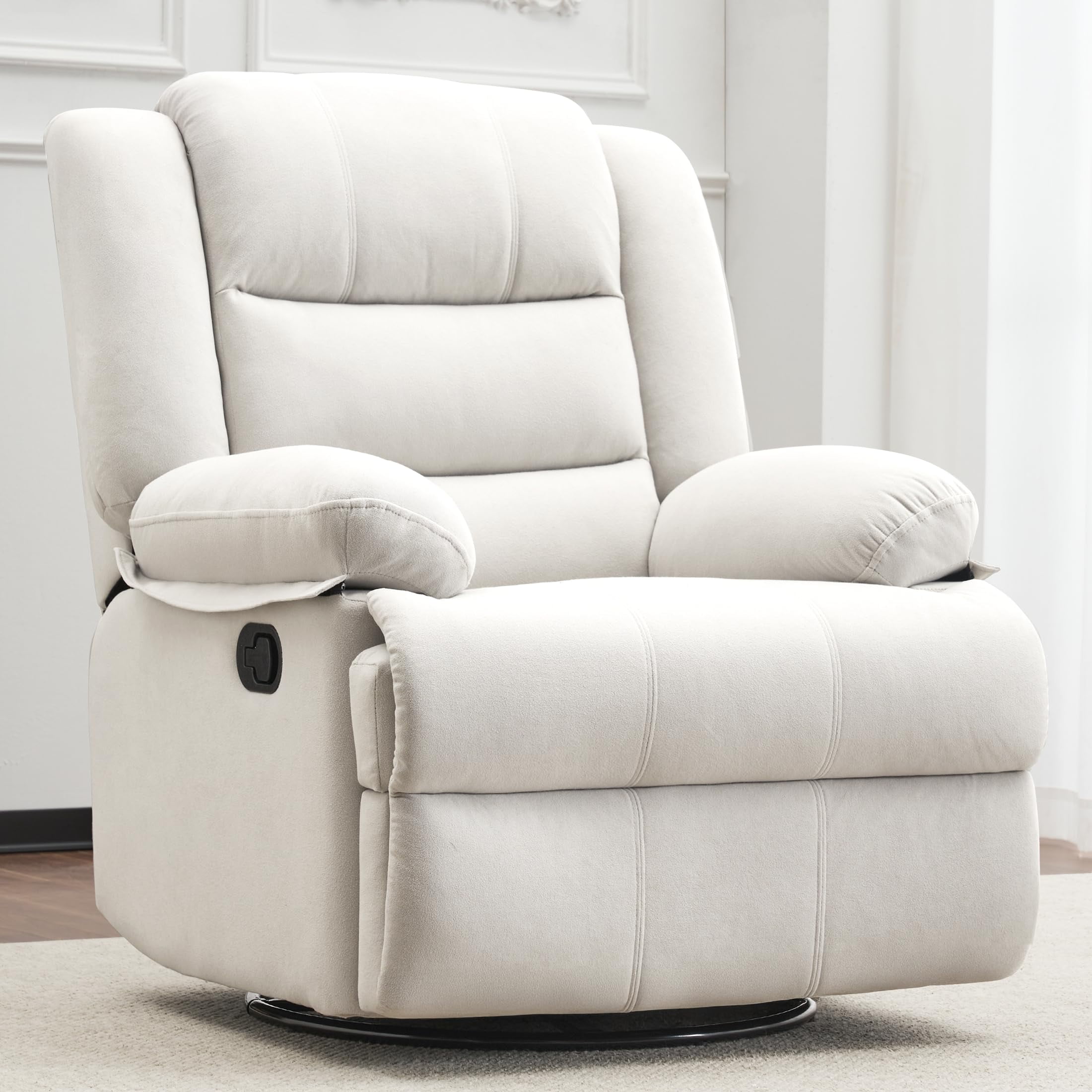 Swivel Rocking Recliner Chair for Adults, Manual Glider Reclining Sofa ...