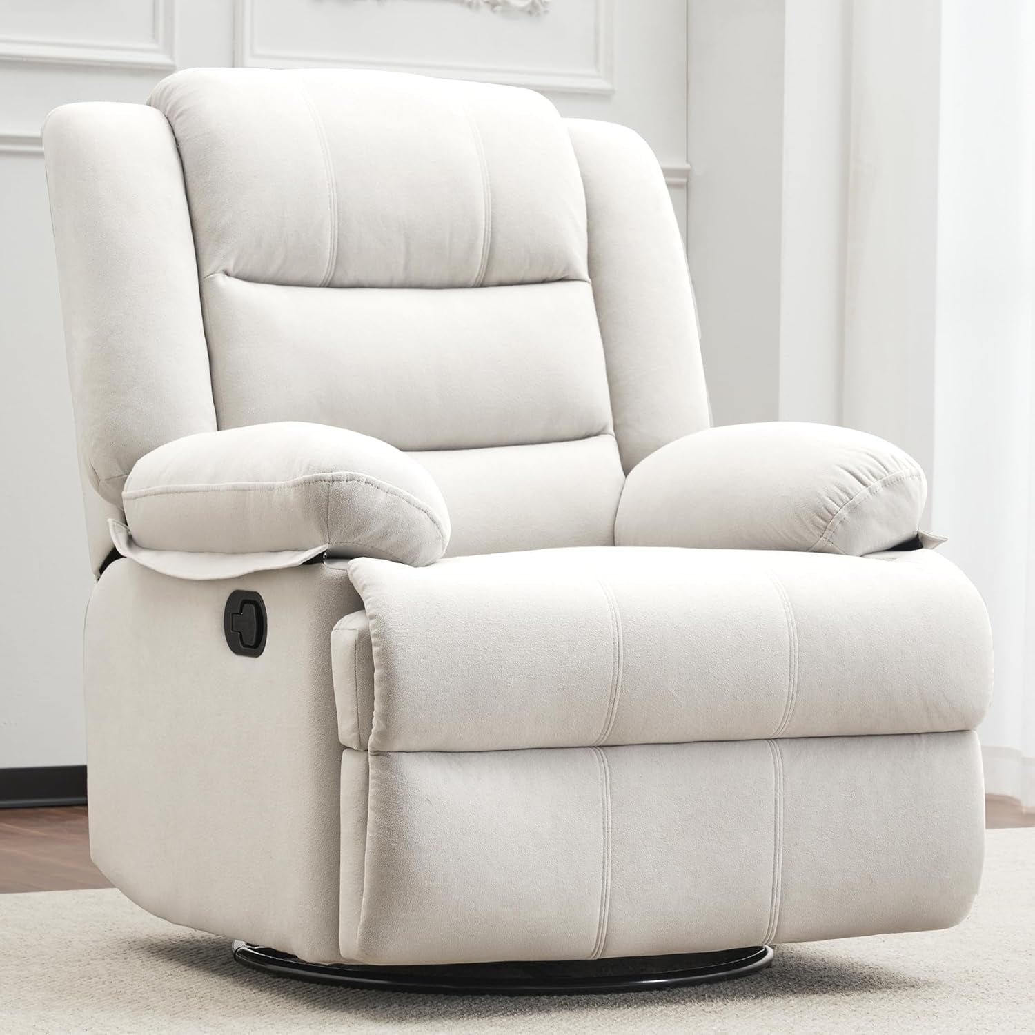 Swivel Rocking Recliner Chair for Adults, Overstuffed Manual Glider ...
