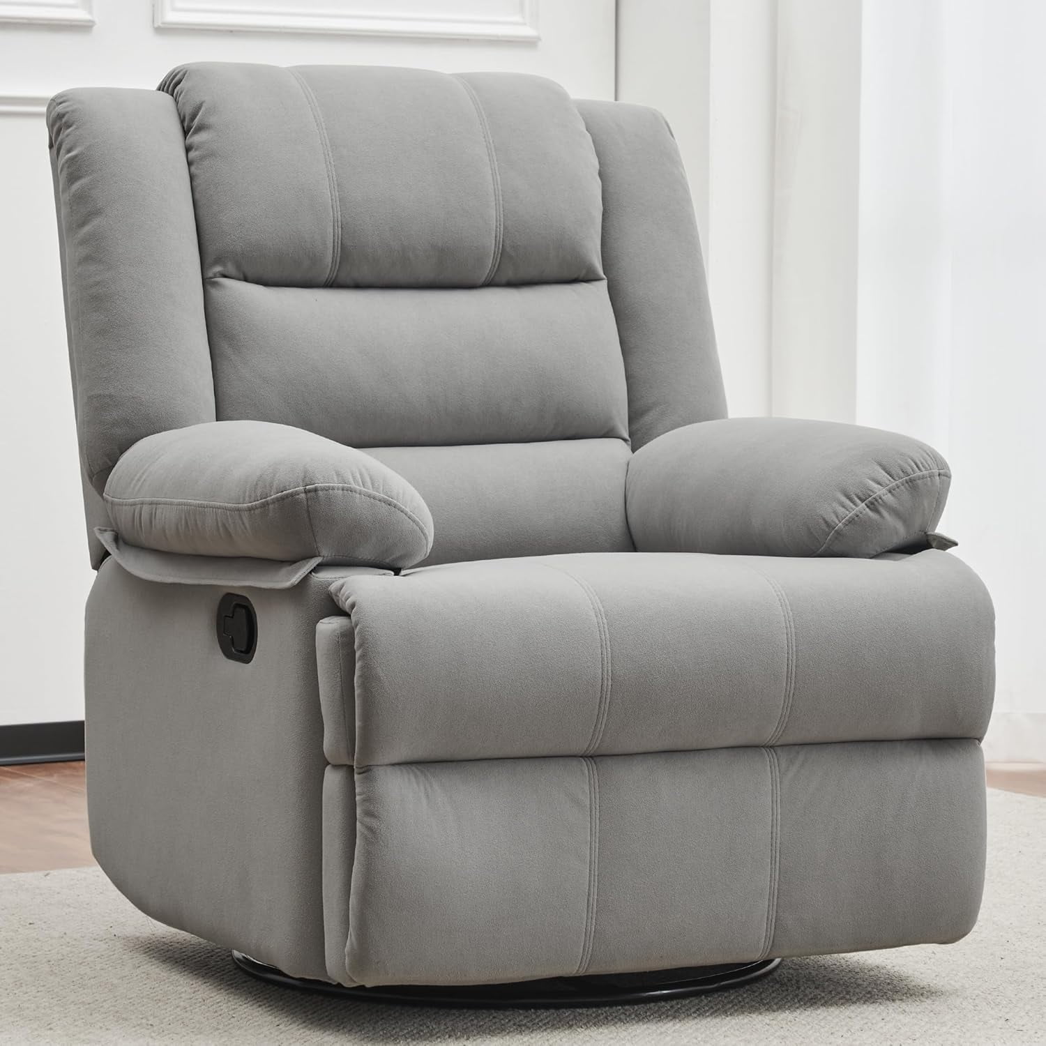Swivel Rocking Recliner Chair for Adults, Overstuffed Manual Glider ...