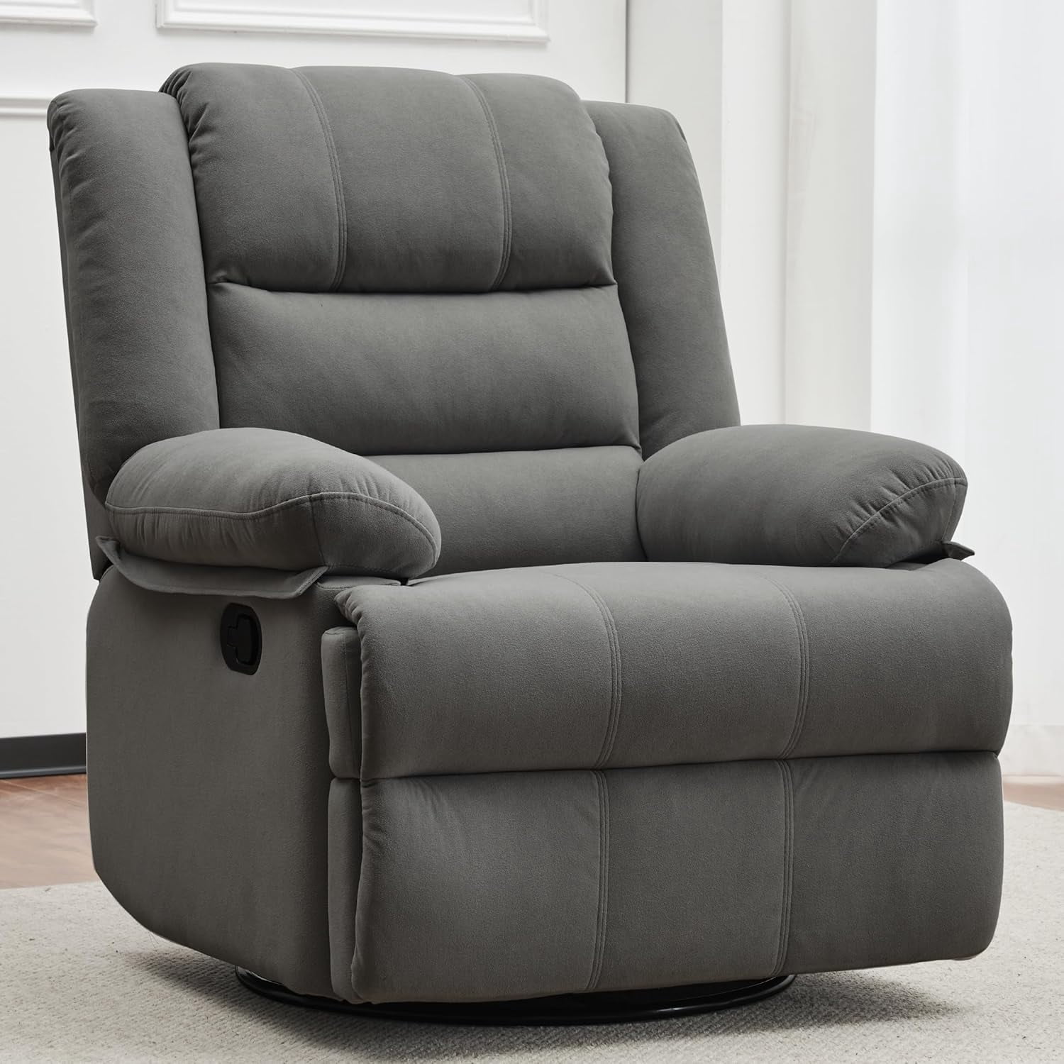 Swivel Rocking Recliner Chair for Adults, Overstuffed Manual Glider ...