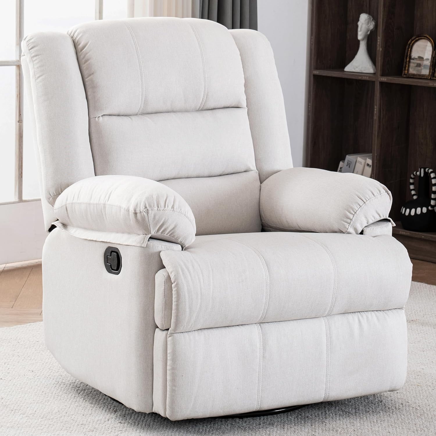 Swivel Rocking Recliner Chair for Adults, Overstuffed Manual Rocker ...