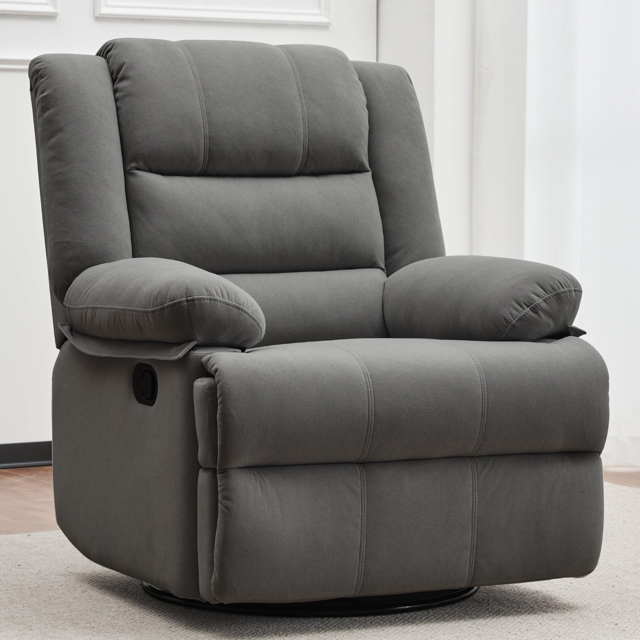 Swivel Rocking Recliner Chair for Adults, Overstuffed Manual Rocker ...