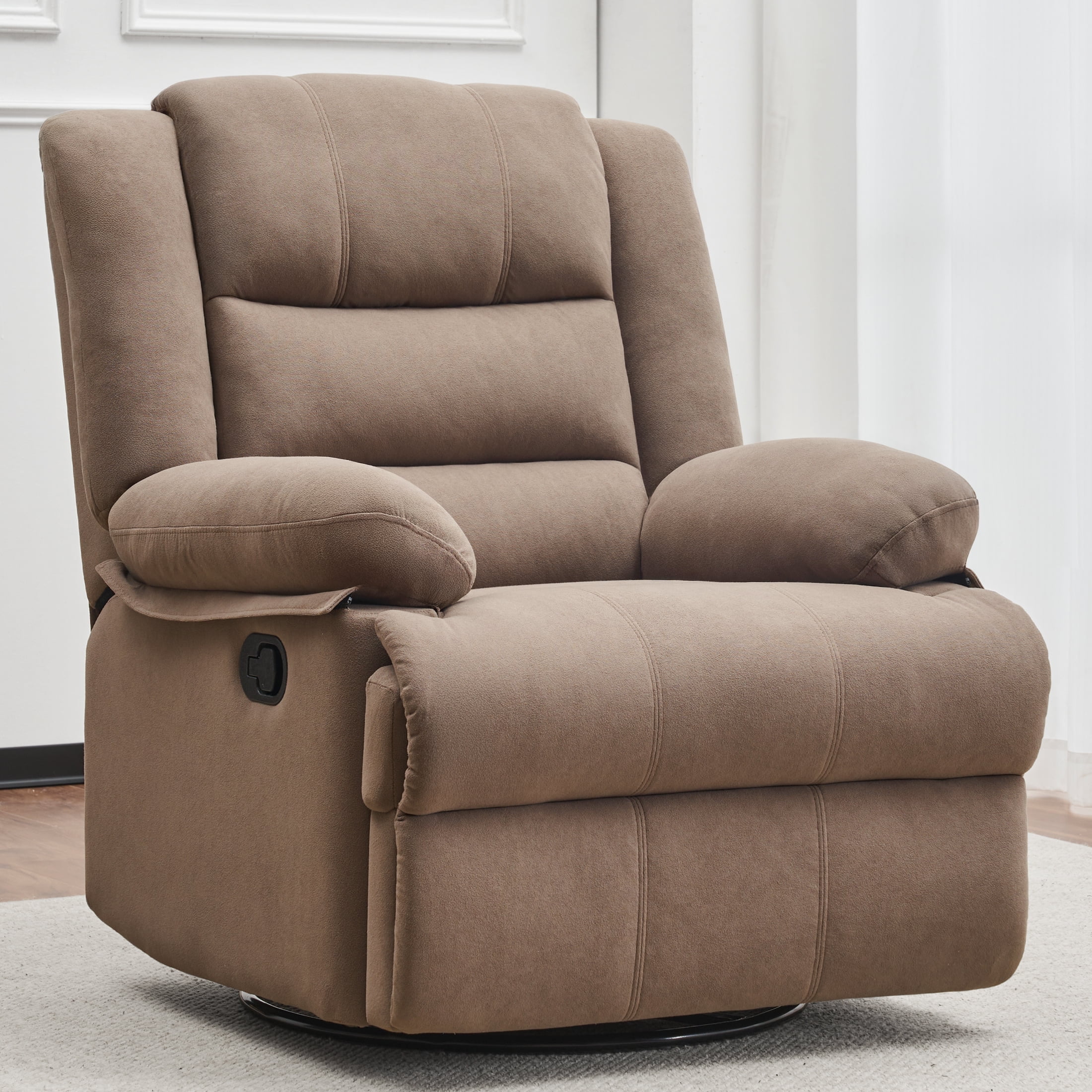Swivel Rocking Recliner Chair for Adults, Overstuffed Manual Rocker ...