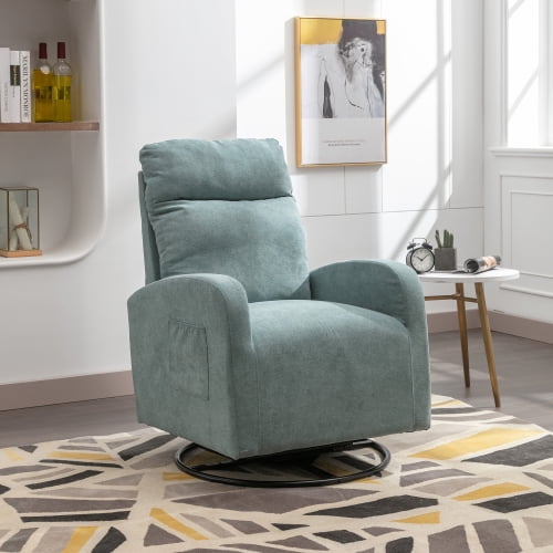 Swivel Rocking Recliner Chair, Modern Glider Recliner with Upholstered ...
