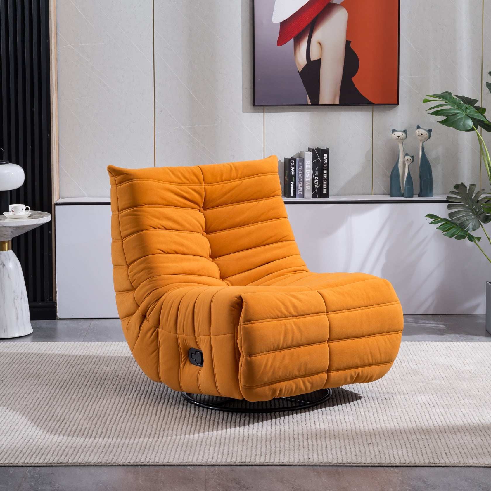 Swivel Rocking Velvet Recliner, 33.5" Oversized Recliner Chair, Comfy ...