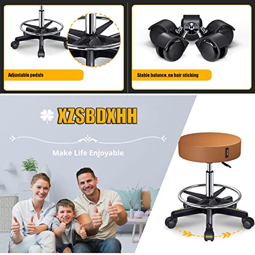 Swivel Rolling Stool with Wheels and Foot Rest Adjustable Hydraulic ...