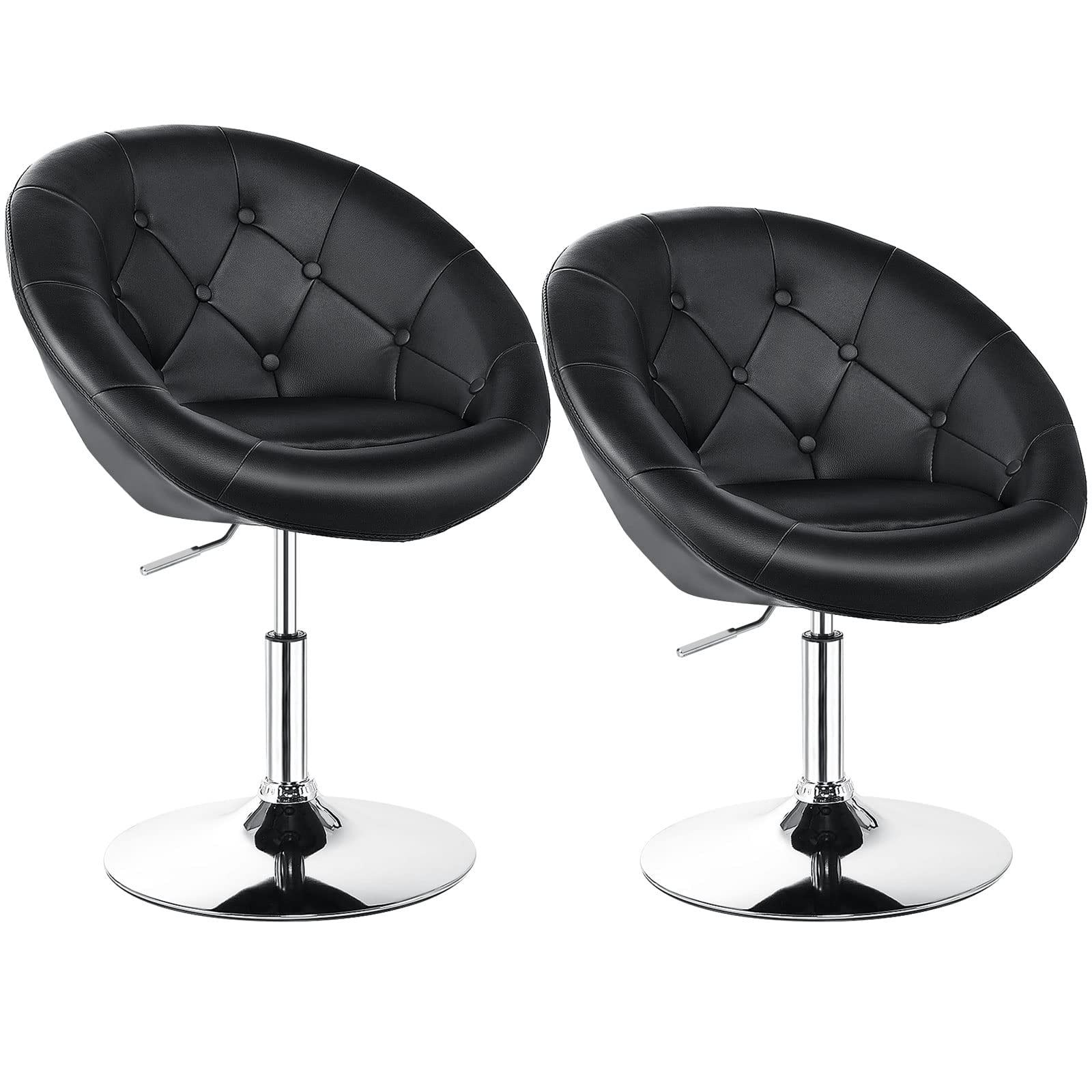 Swivel Round Vanity Chair Set of 2, Height Adjustable Tilt Makeup Chair ...