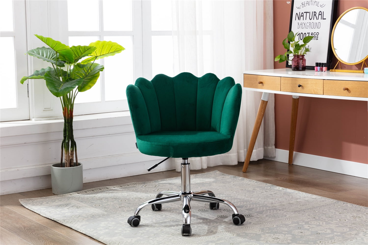 Swivel Shell Chair, Modern Leisure Office Chair with Wheels ...