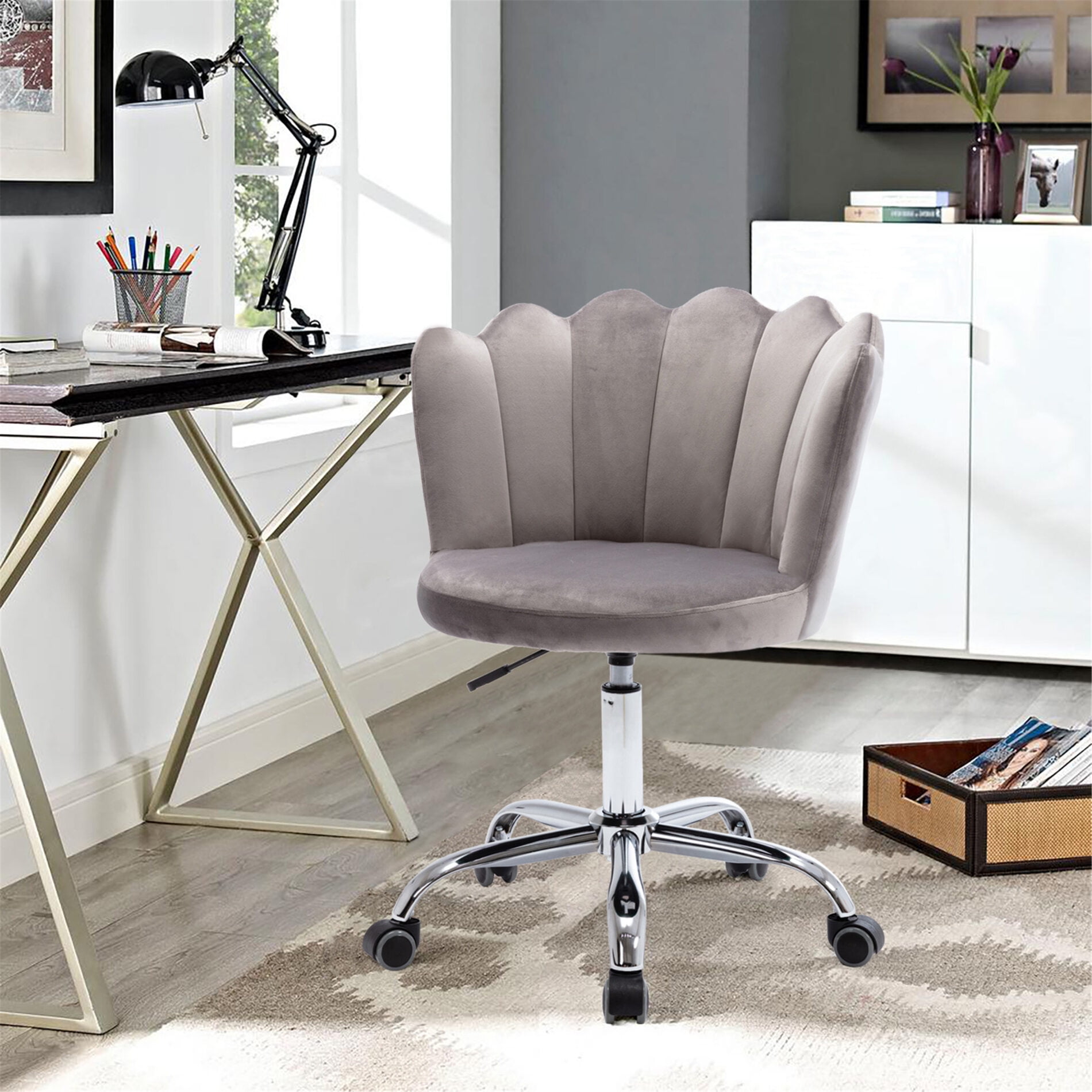 Swivel Shell Chair with Curved Backrest,Modern Leisure Armchair with ...