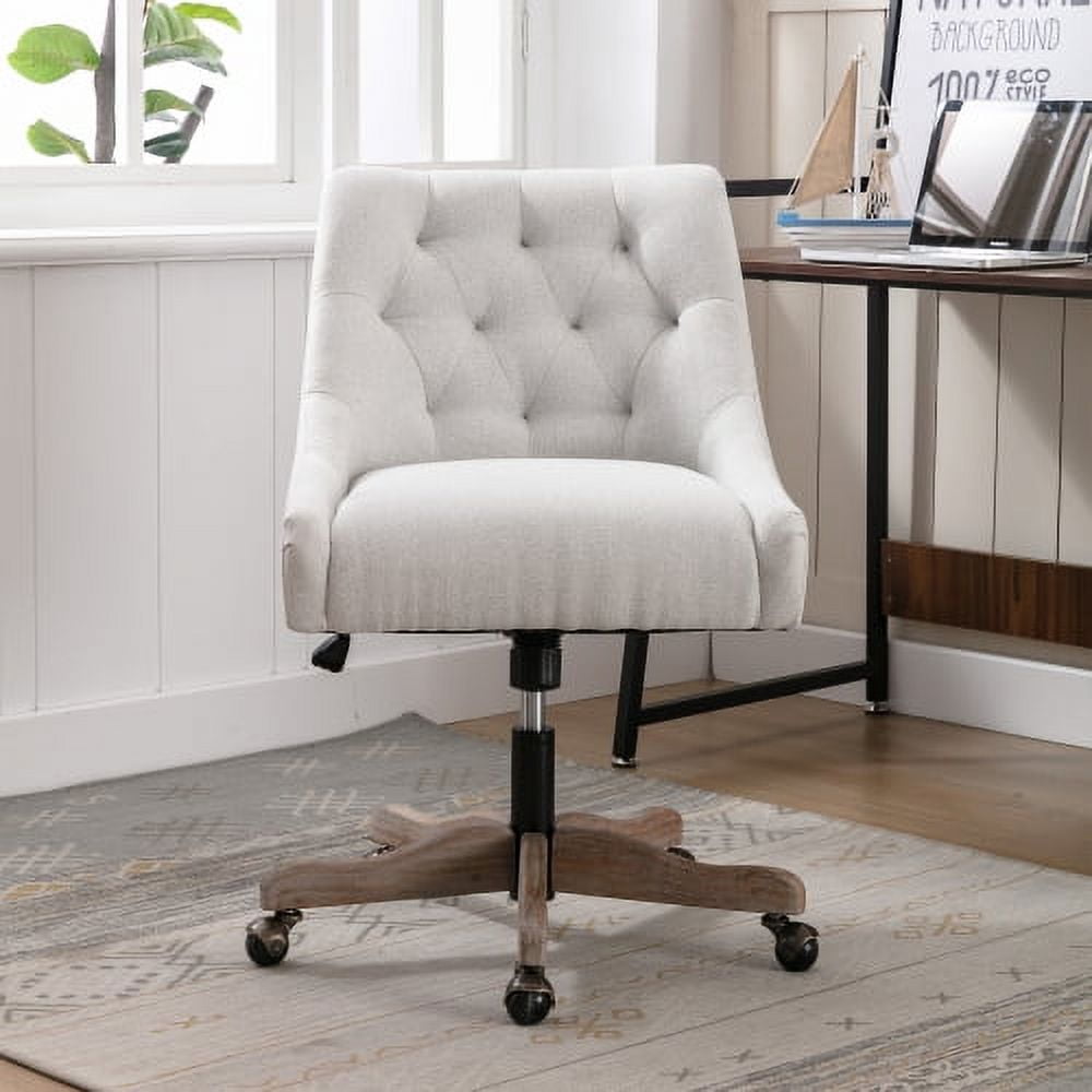 Swivel Shell Office Chair, Modern Fabric Upholstered Tufted Accent ...
