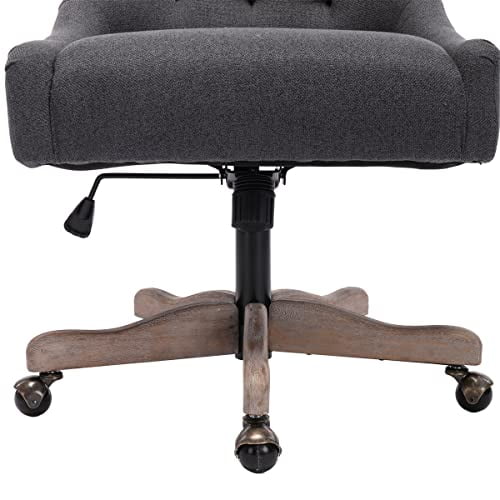 Swivel Shell Office Chair, Modern Linen Fabric Upholstered Swivel Task ...