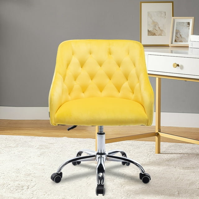 Swivel Shell Office Chair, Modern Tufted Linen Upholstered Swivel Task ...
