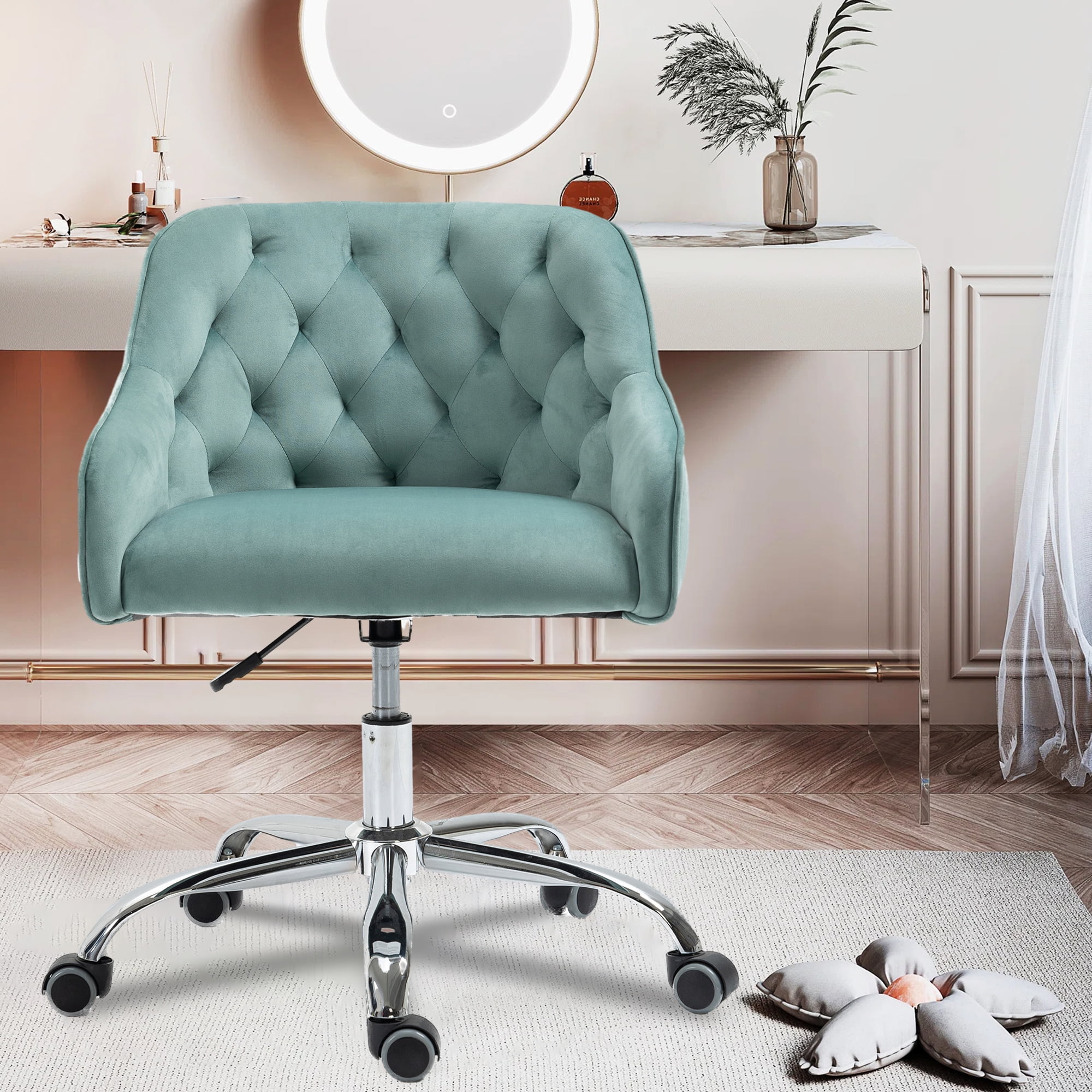 Swivel Shell Office Chair, Modern Velvet Home Office Chair, Height ...