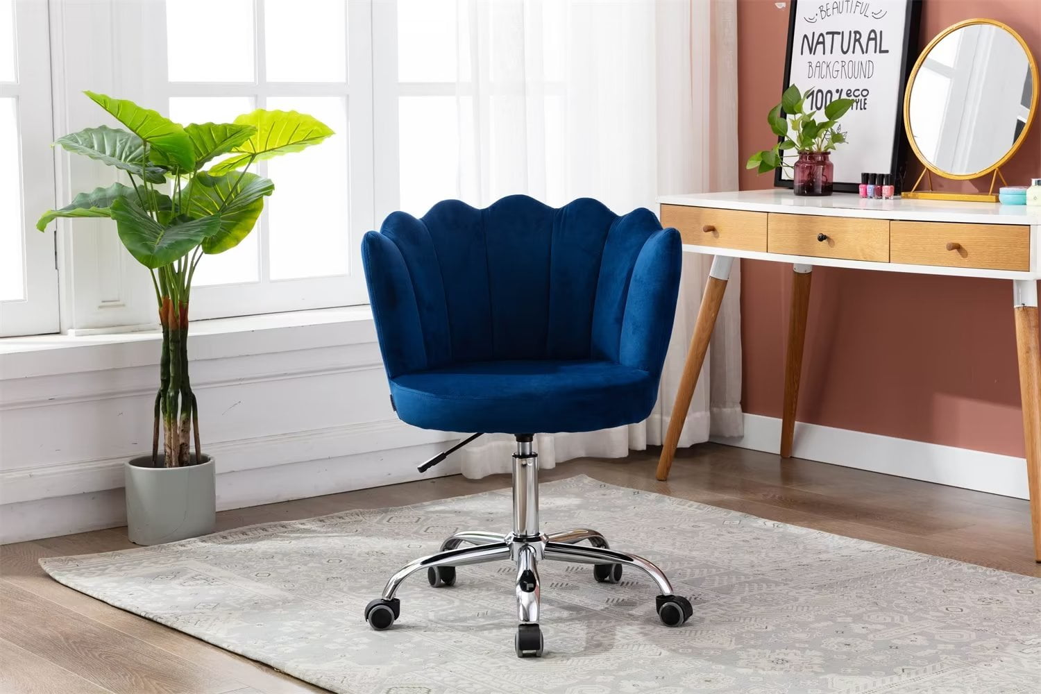 Swivel Shell Office Chair, Modern Velvet Tufted Upholstered Swivel Task ...