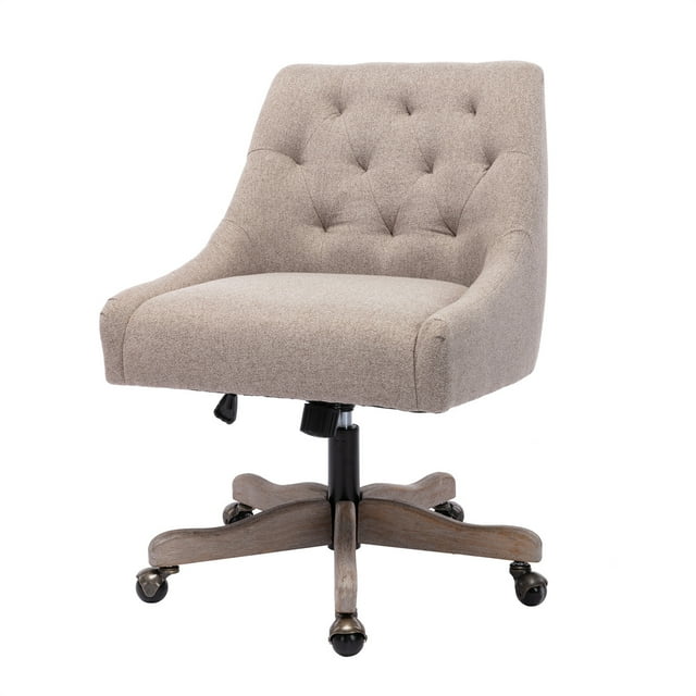 Swivel Shell Office Chair, Upholstered Leisure Tufted Chair Computer ...
