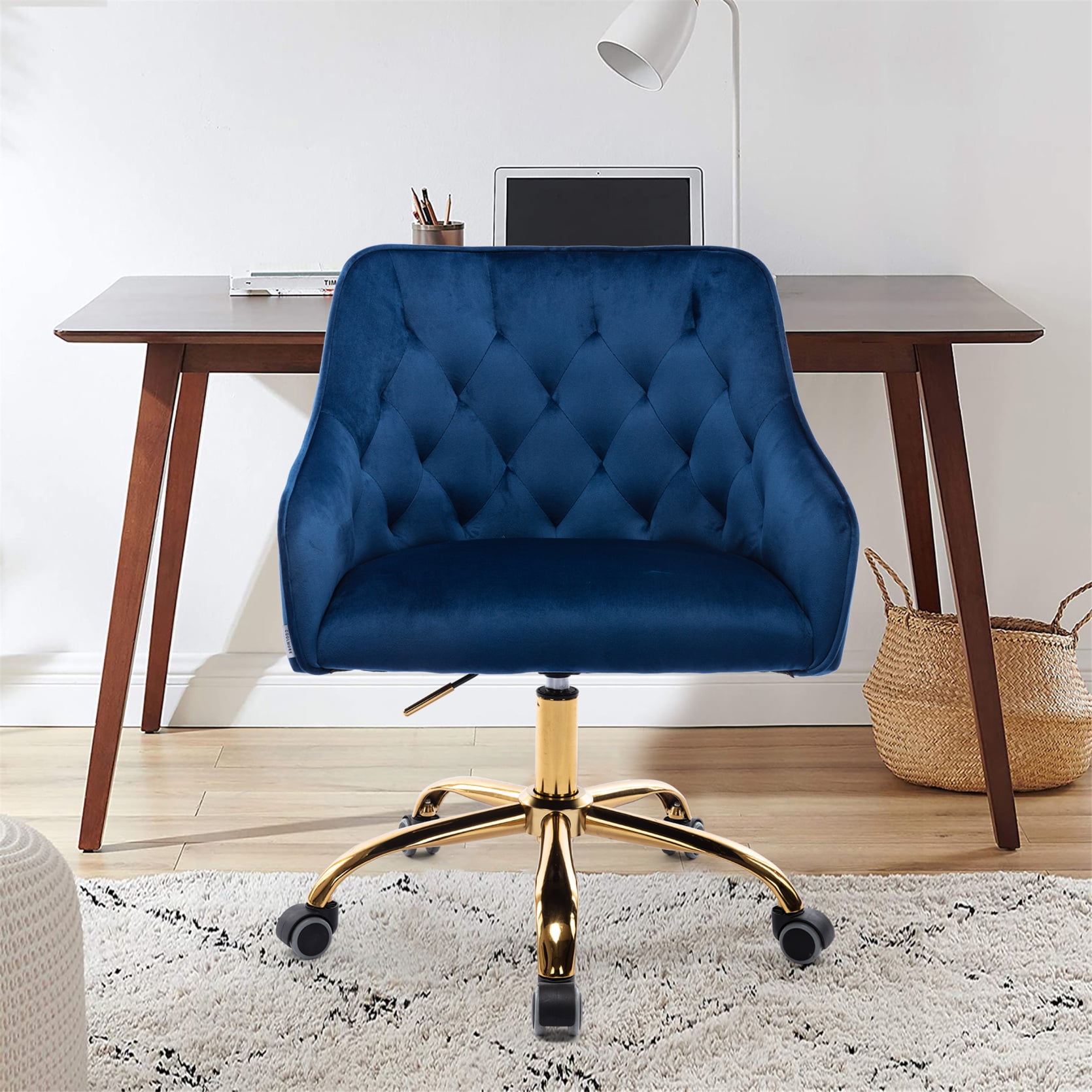 Swivel Shell Office Chair,Velvet Tufted Upholstered Desk Chair with ...