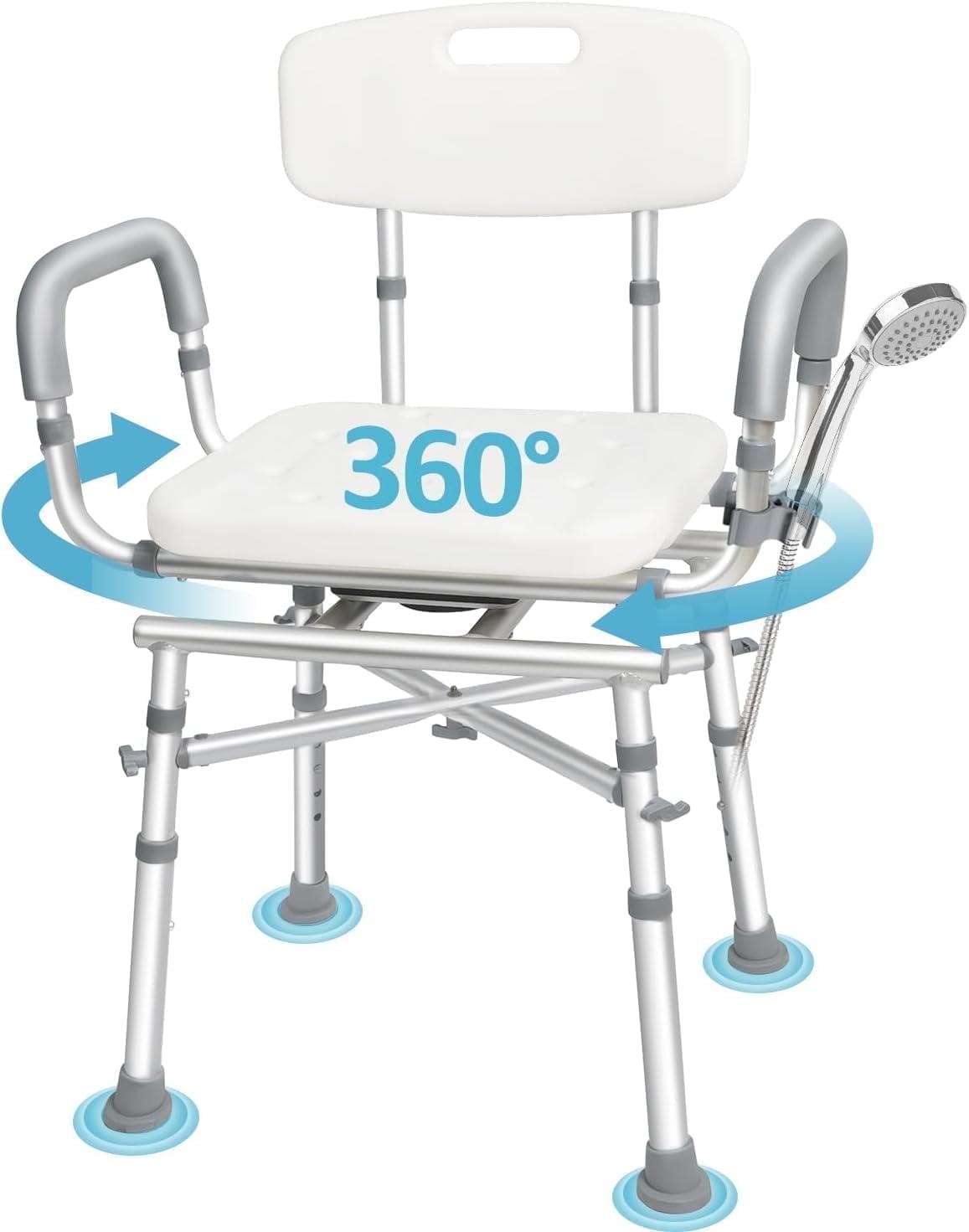 Agrish Swivel Shower Chair with Arms & Back, 500lbs Heavy Duty for ...