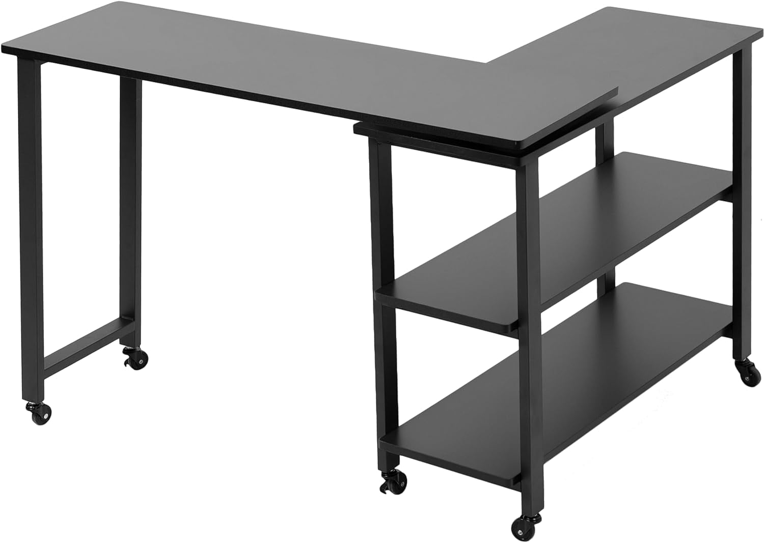 Swivel Out Sofa Table with Storage, Mobile Side Table for Couch, 3-Tier ...