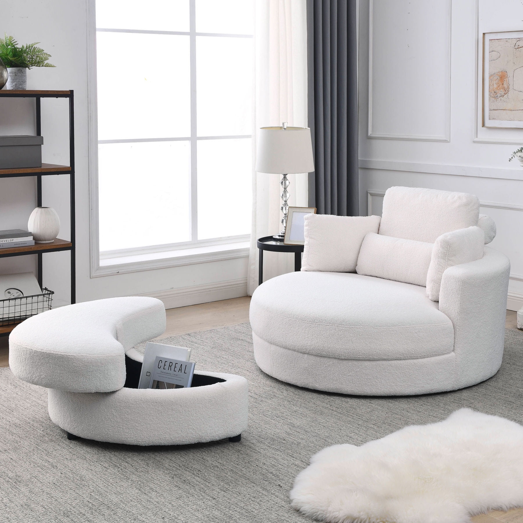 Swivel Sofa with Wide Seating and Removable Back Covers / Watch TV in ...