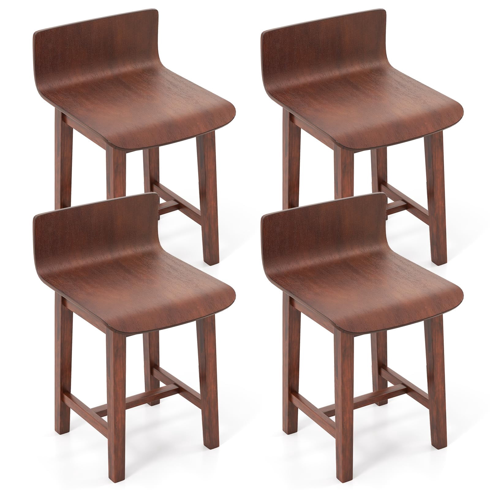 Swivel Solid Wood Dining Stools Set of 4, 19-inch Counter Height Chairs ...