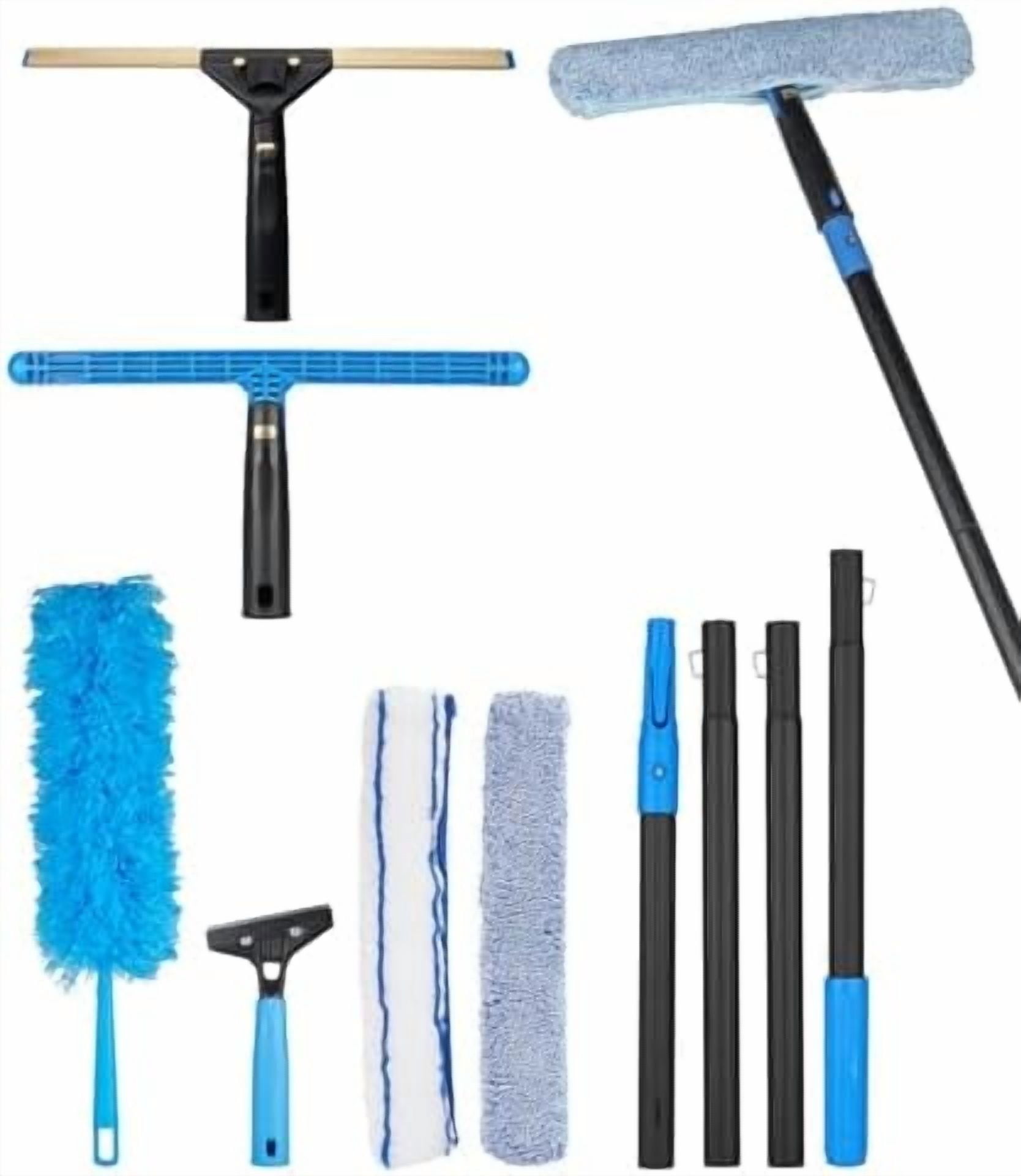 Swivel Squeegee Kit with 4 Extension Poles,Glass Scraper, Bendable ...