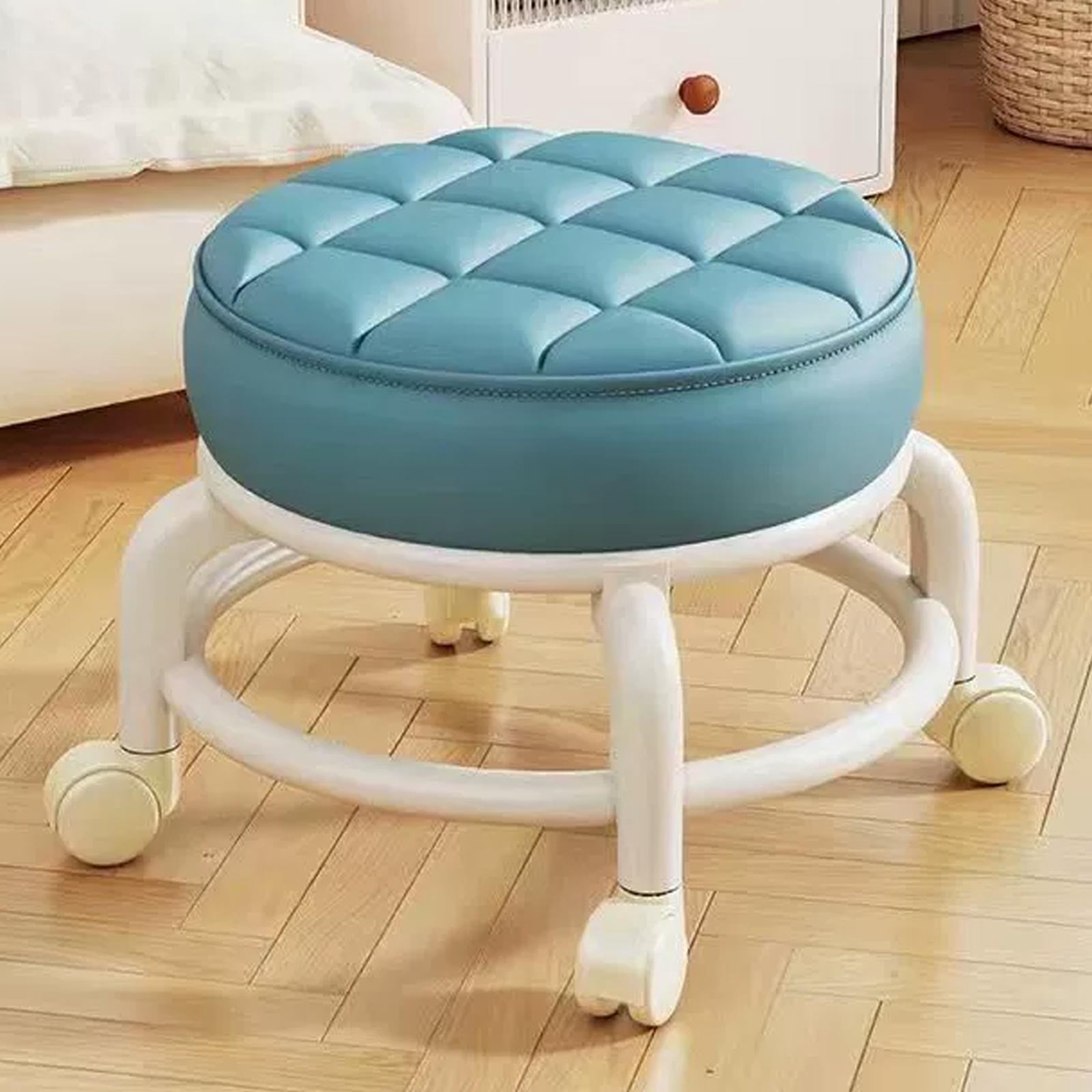 Swivel Stool Rolling Seat, Plastic Casters, Dark Blue Home Furniture ...