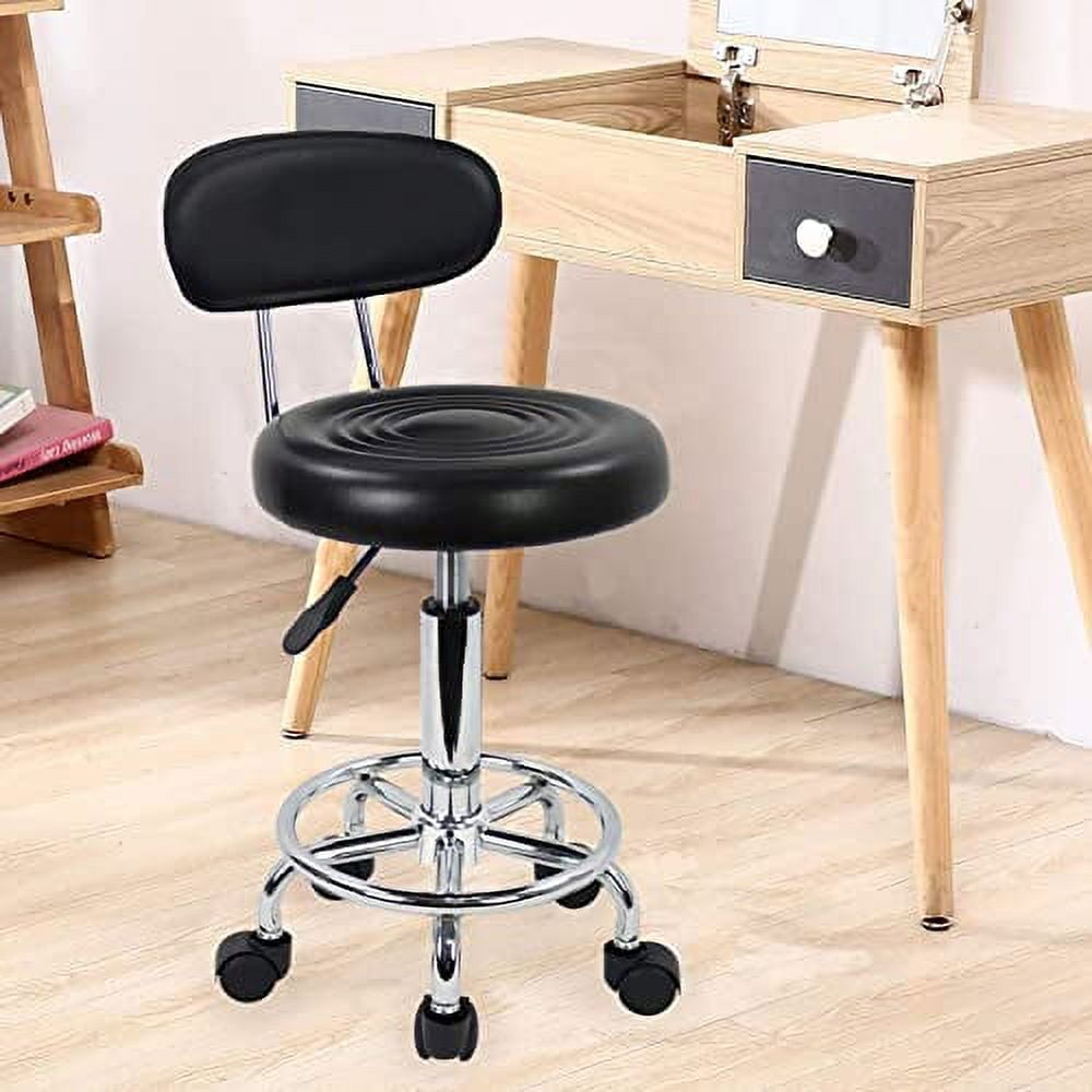 Swivel Stool with Wheels, Upholstered Counter Height Stool Height ...