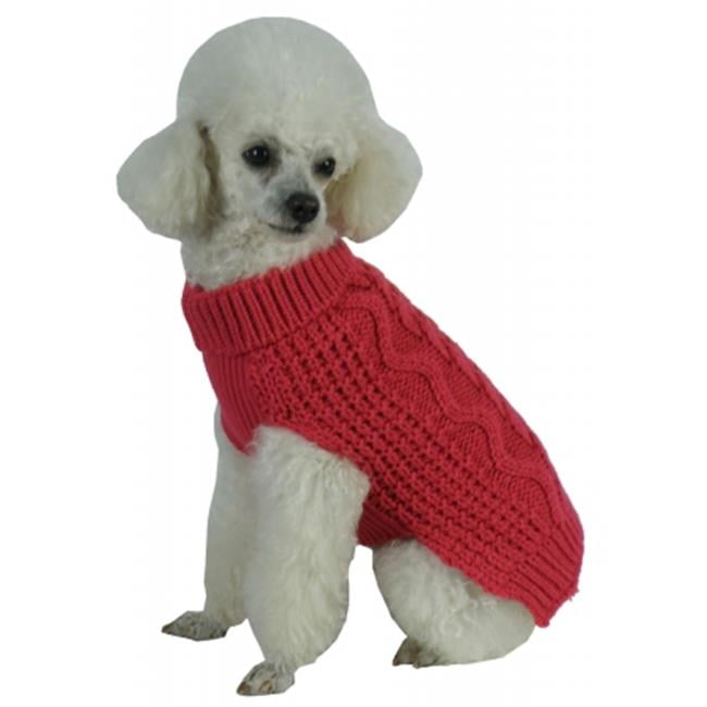 Swivel-Swirl Heavy Cable Knitted Fashion Designer Dog Sweater - Red ...
