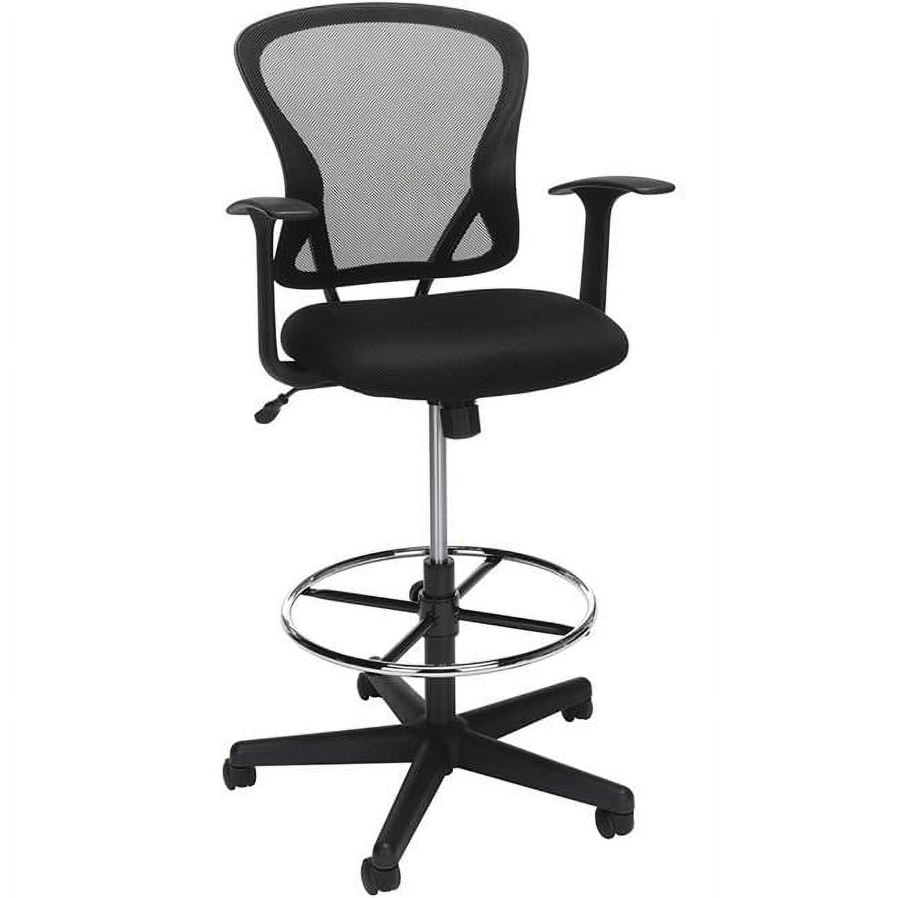 Swivel Tilt Fixed Arms Foot Ring Mesh Stool, Black - Walmart.com