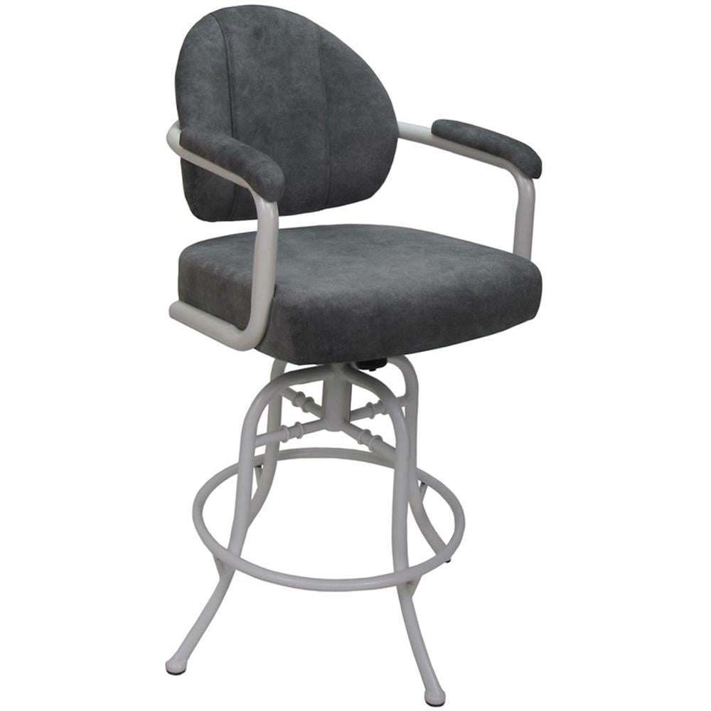 Swivel Tilt Metal Bar Stool 30" - M-70 - Charcoal Fabric - White Frame ...