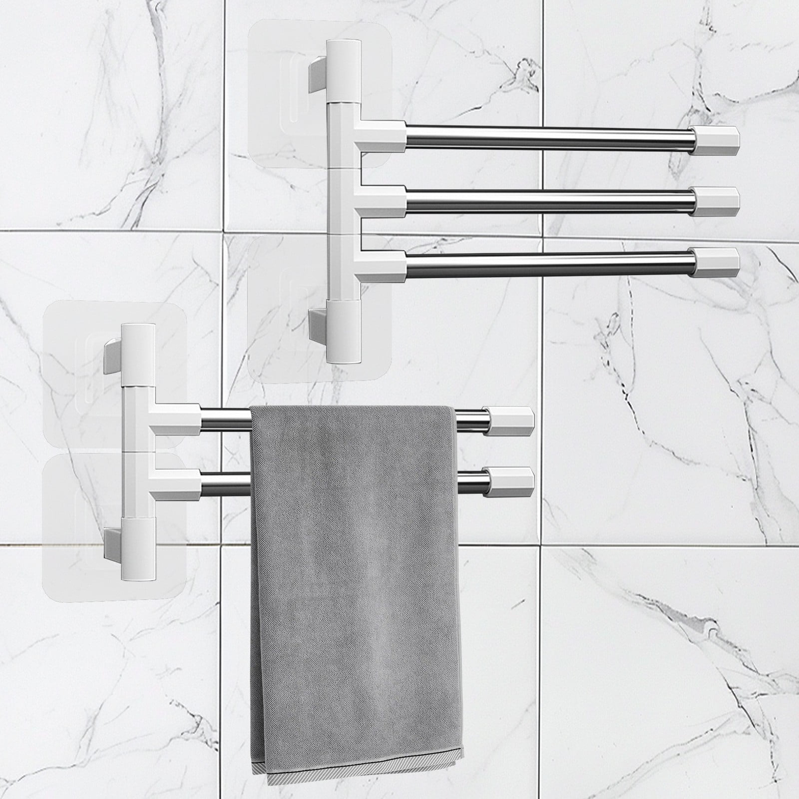 Swivel Towel Rack Bathroom, No Hole Towel Bar, Integral Hook Pole ...